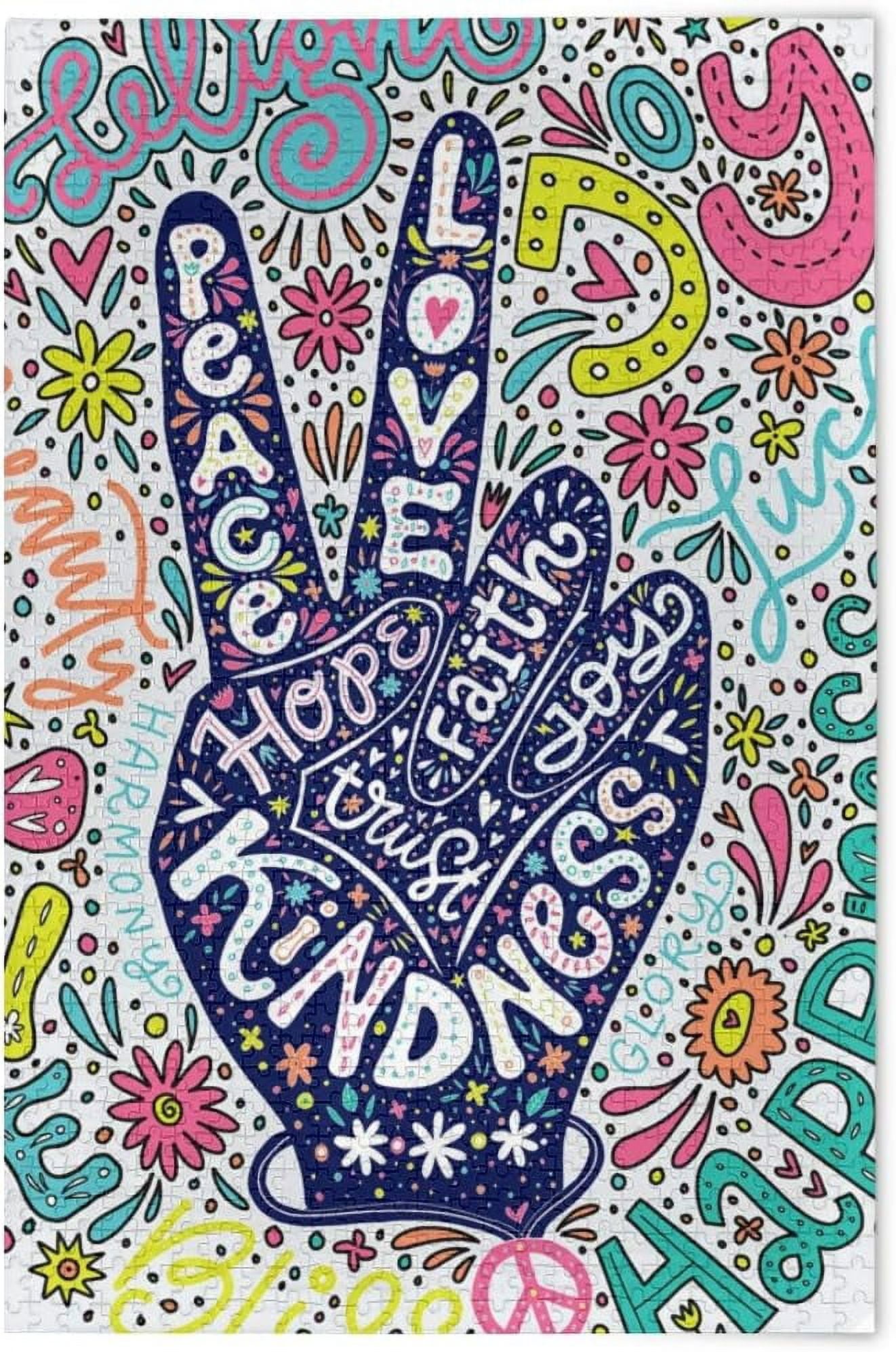 Dreamtimes Jigsaw Puzzles for Adults 1000 Pieces Floral Peace Sign ...