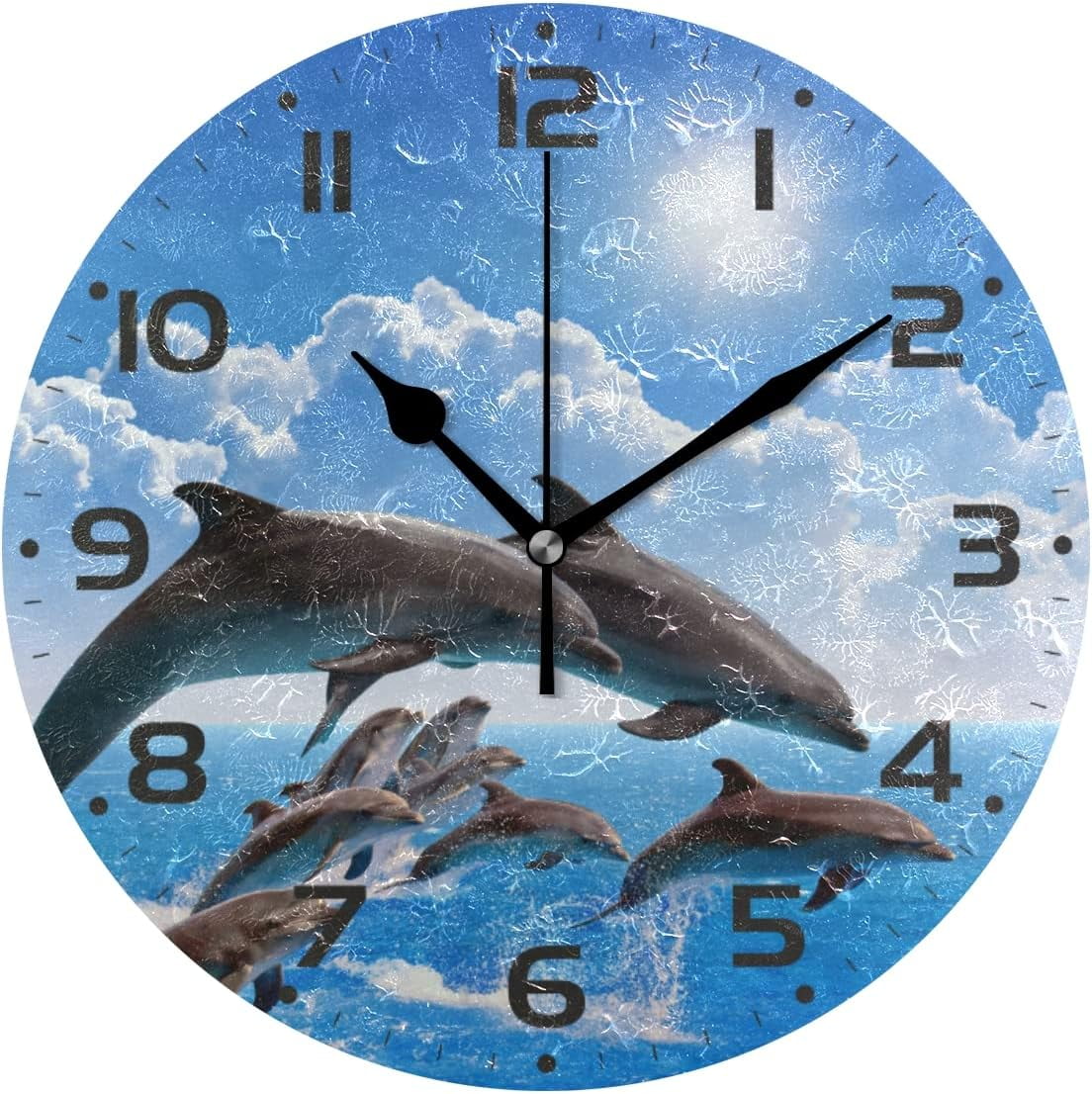 Dreamtimes Jumping Dolphins Wall Clock, 10 Inch Silent Non Ticking ...