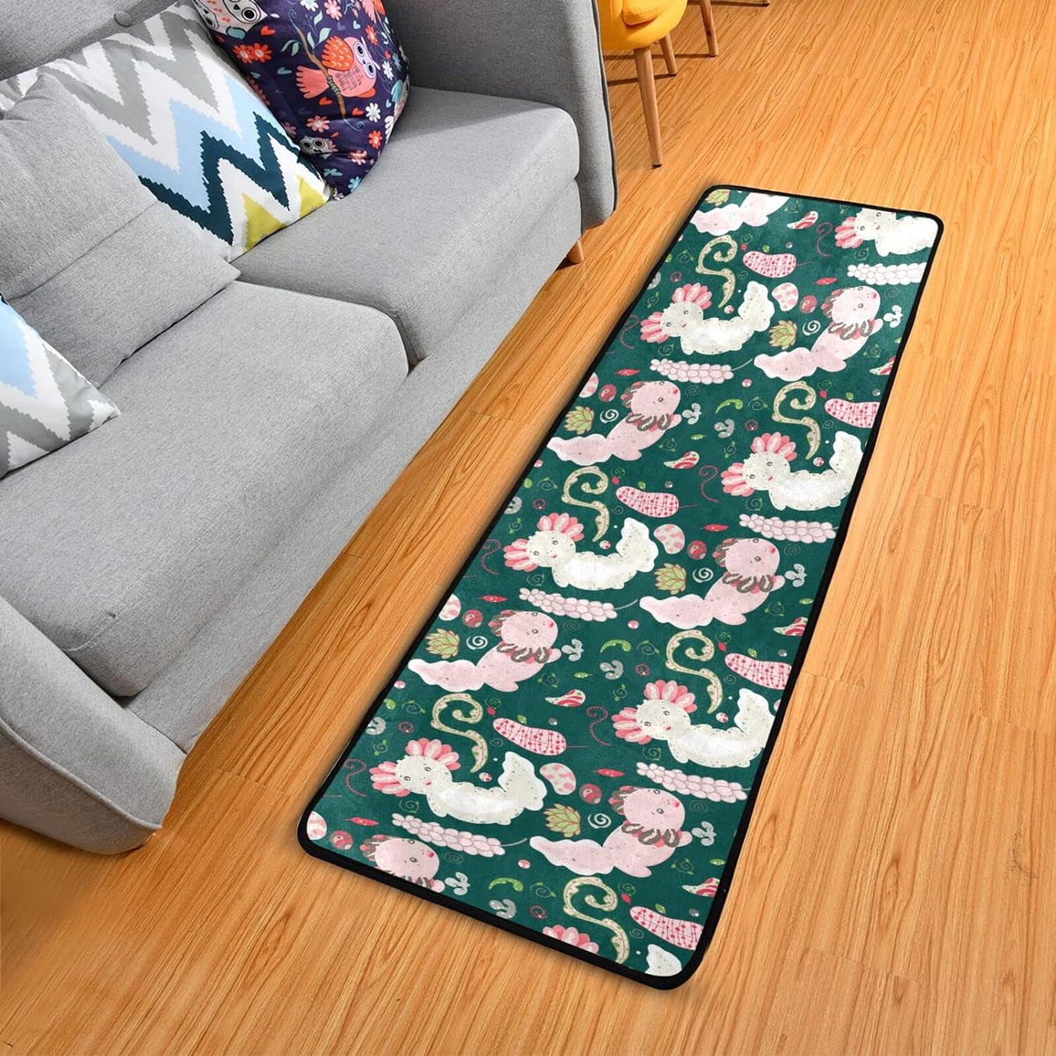 Dreamtimes Kawaii Axolotl Hallway Runner Rug 2'x6' Kitchen Rug with ...