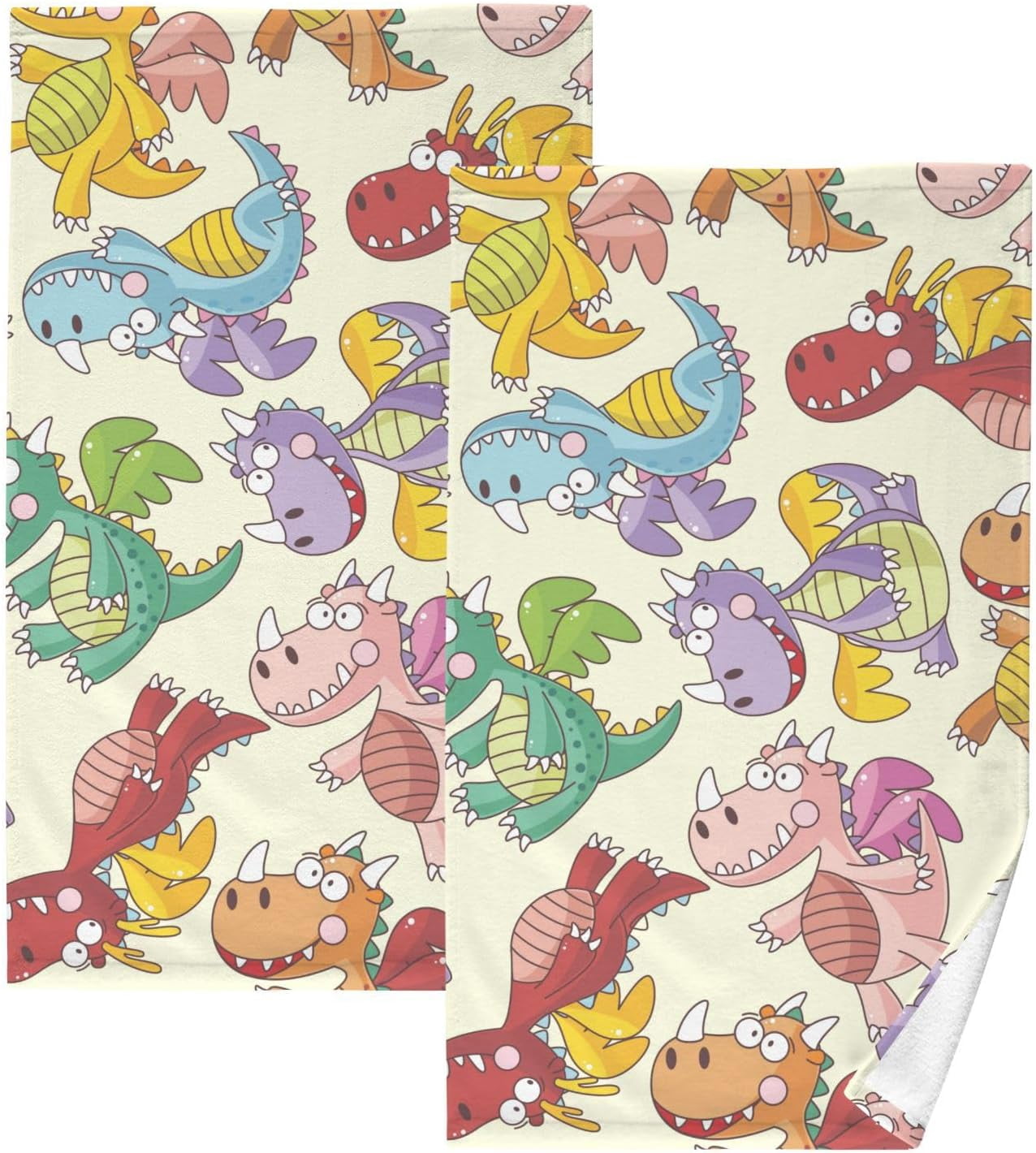 Dreamtimes Kawaii Dragons Patterned Hand Towels 2 PCS, Cotton Bath ...