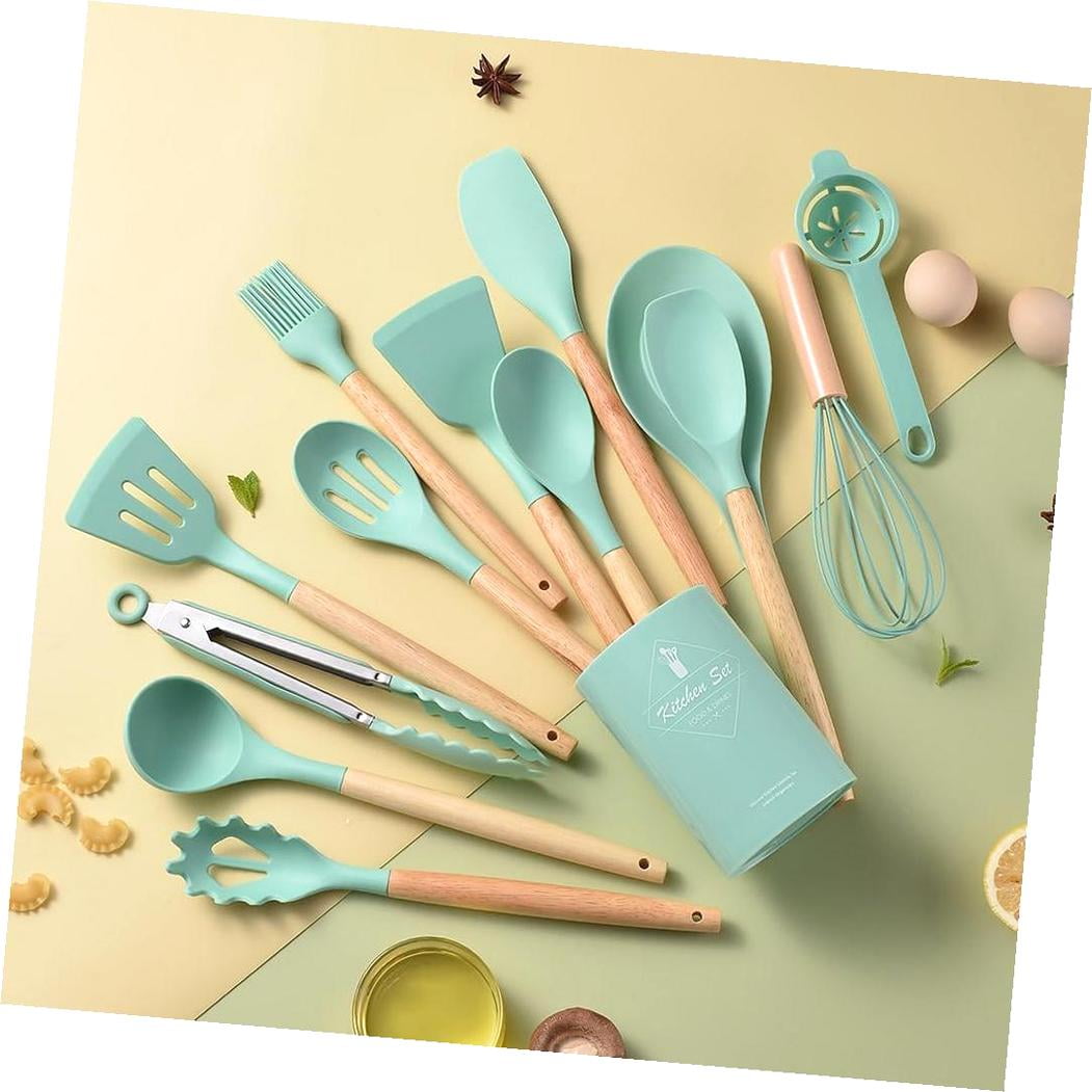 Dreamtimes Kitchen Cooking Utensil Set, 14 Piece Silicone Kitchen Tool Set - 446°F Heat ...