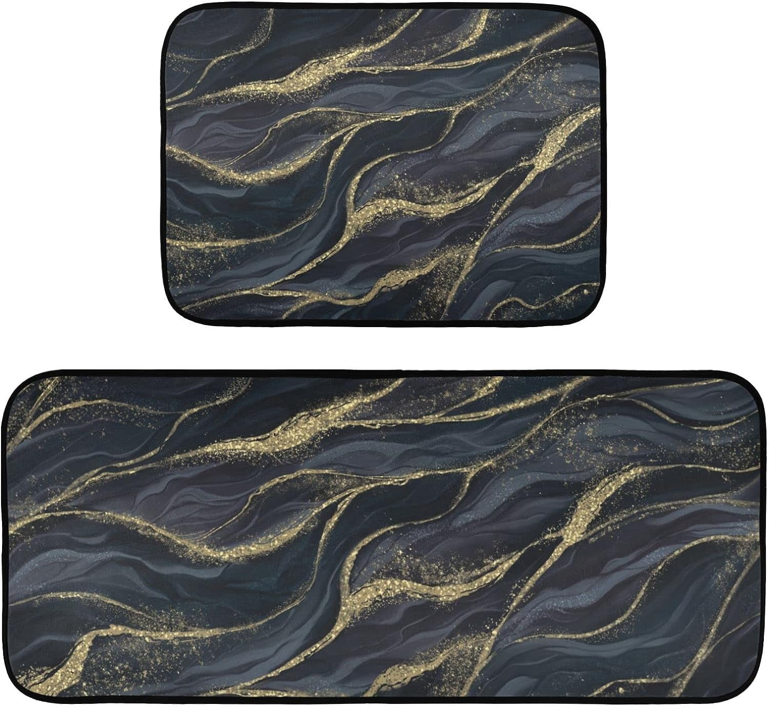 Dreamtimes Kitchen Mat Luxury Golden Black 2 Pcs, Anti Fatigue Kitchen ...