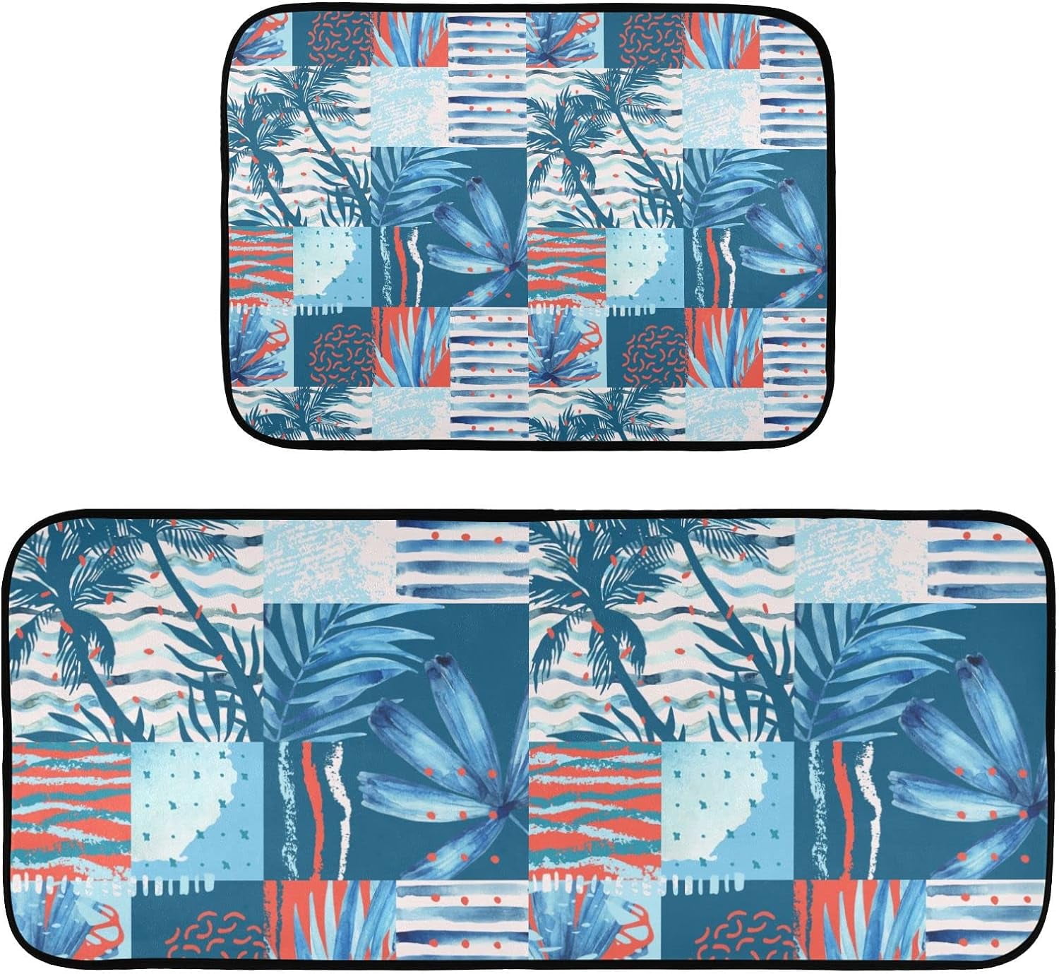 Dreamtimes Kitchen Mats Palm Tree Checkered 2 Pcs, Anti Fatigue Kitchen ...