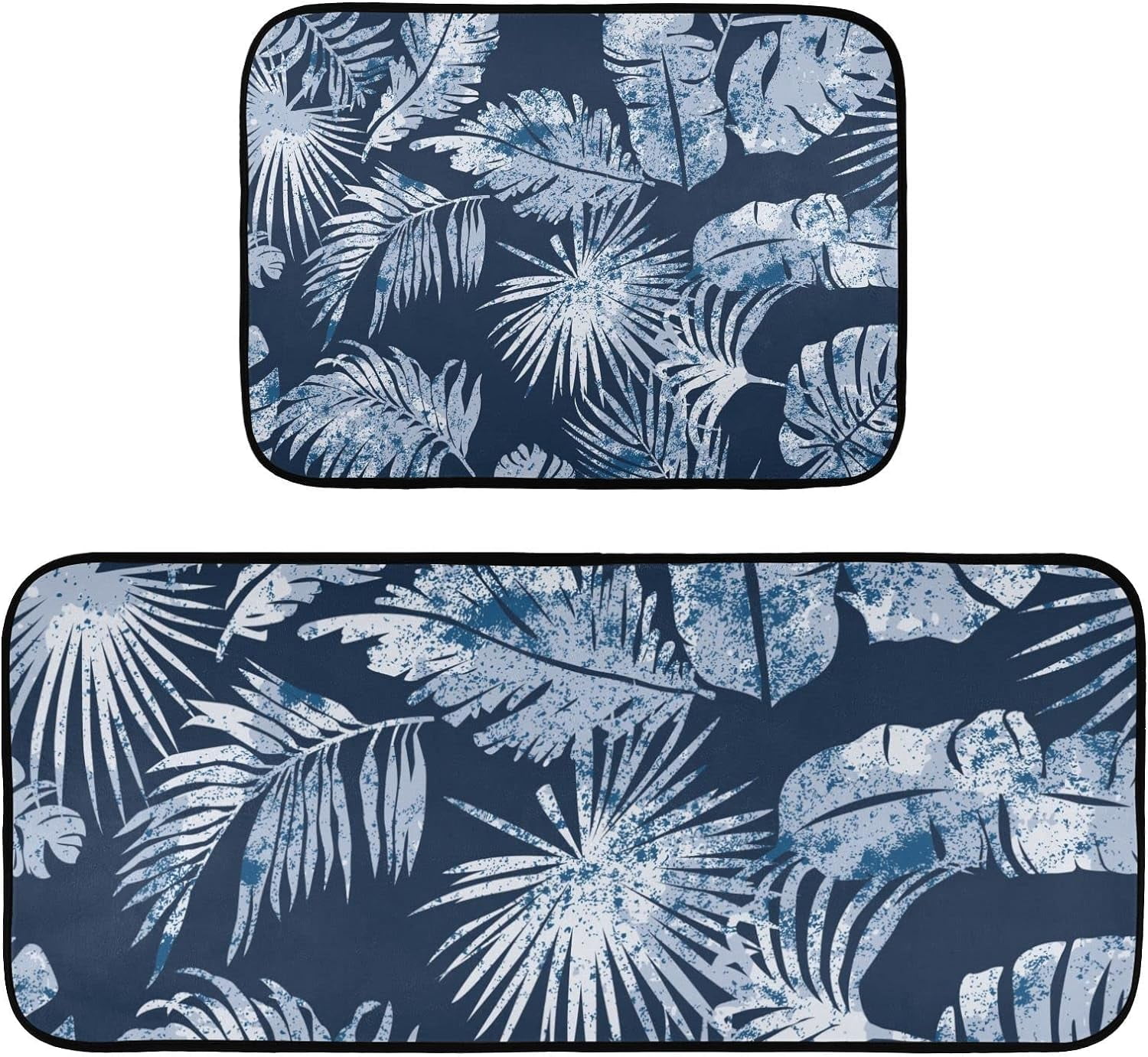 Dreamtimes Kitchen Mats Tropical Blue Leaves 2 Pcs, Anti Fatigue ...