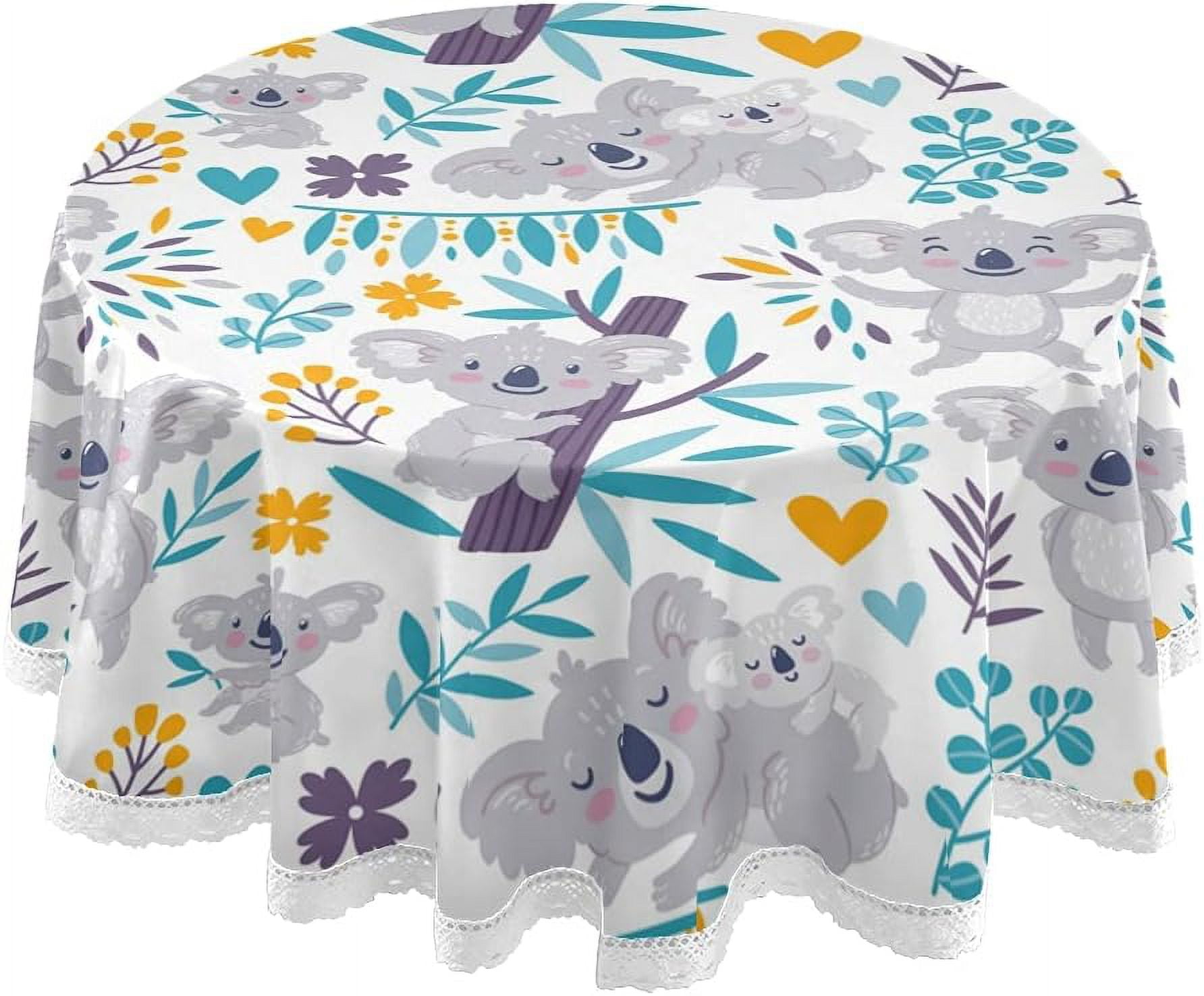 Dreamtimes Koala Round Tablecloth 60", Waterproof Stain and Wrinkle ...