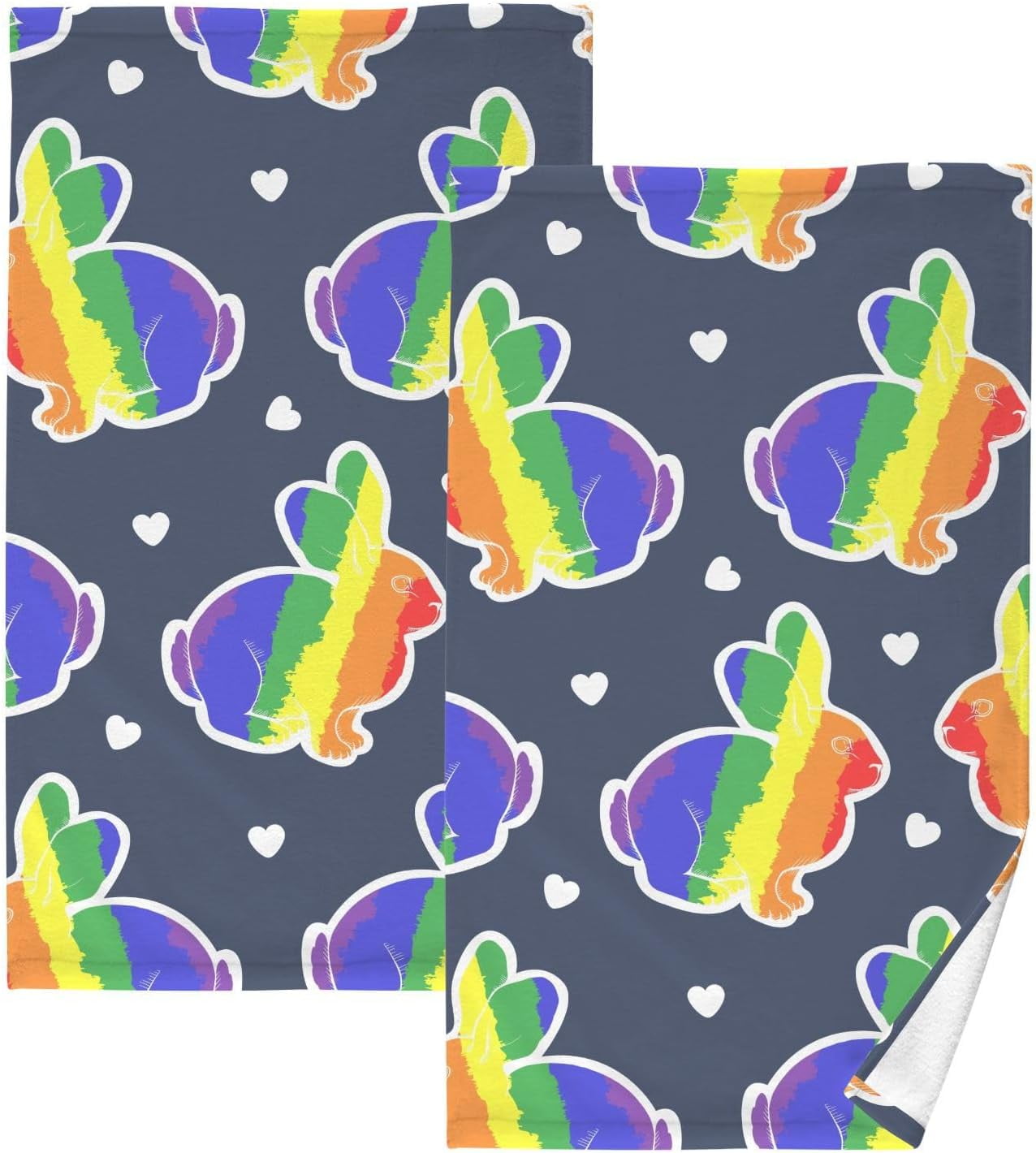 Dreamtimes LGBTQ Rabbit Patterned Hand Towels 2 PCS, Cotton Bath Towel ...
