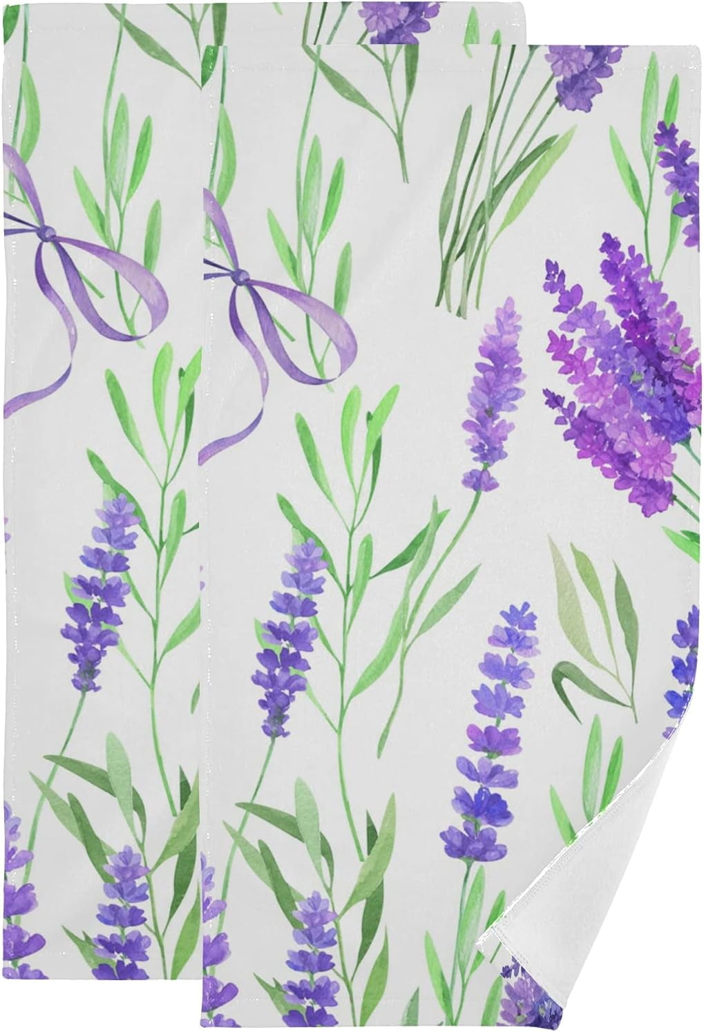Dreamtimes Lavender Soft Hand Towels 2-Piece Absorbent Bath Towel ...