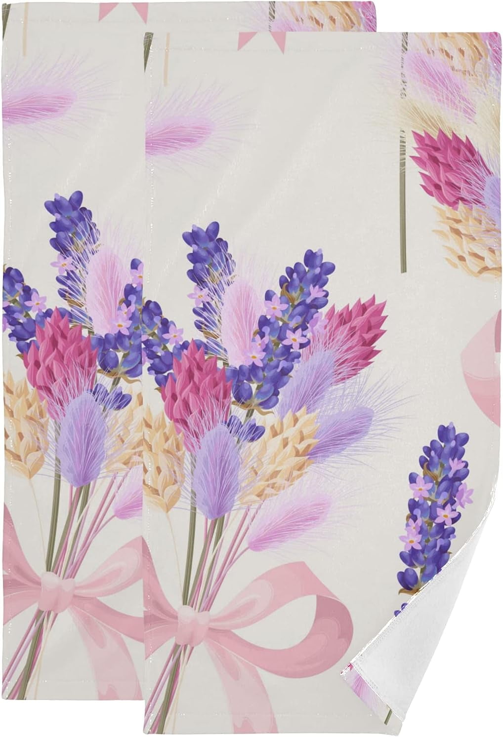 Dreamtimes Lavender Soft Hand Towels 2-Piece Absorbent Bath Towel ...