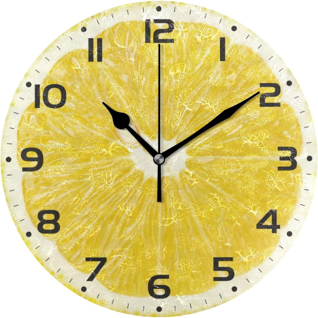 Dreamtimes Lemon Citrus Slices Wall Clock, 10 Inch Silent Non Ticking ...