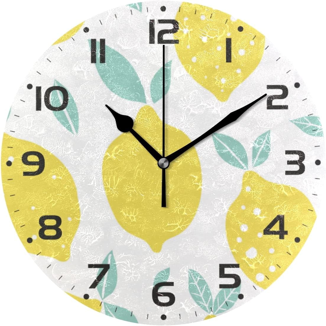 Dreamtimes Lemon Pattern Wall Clock, 10 Inch Silent Non Ticking Round ...
