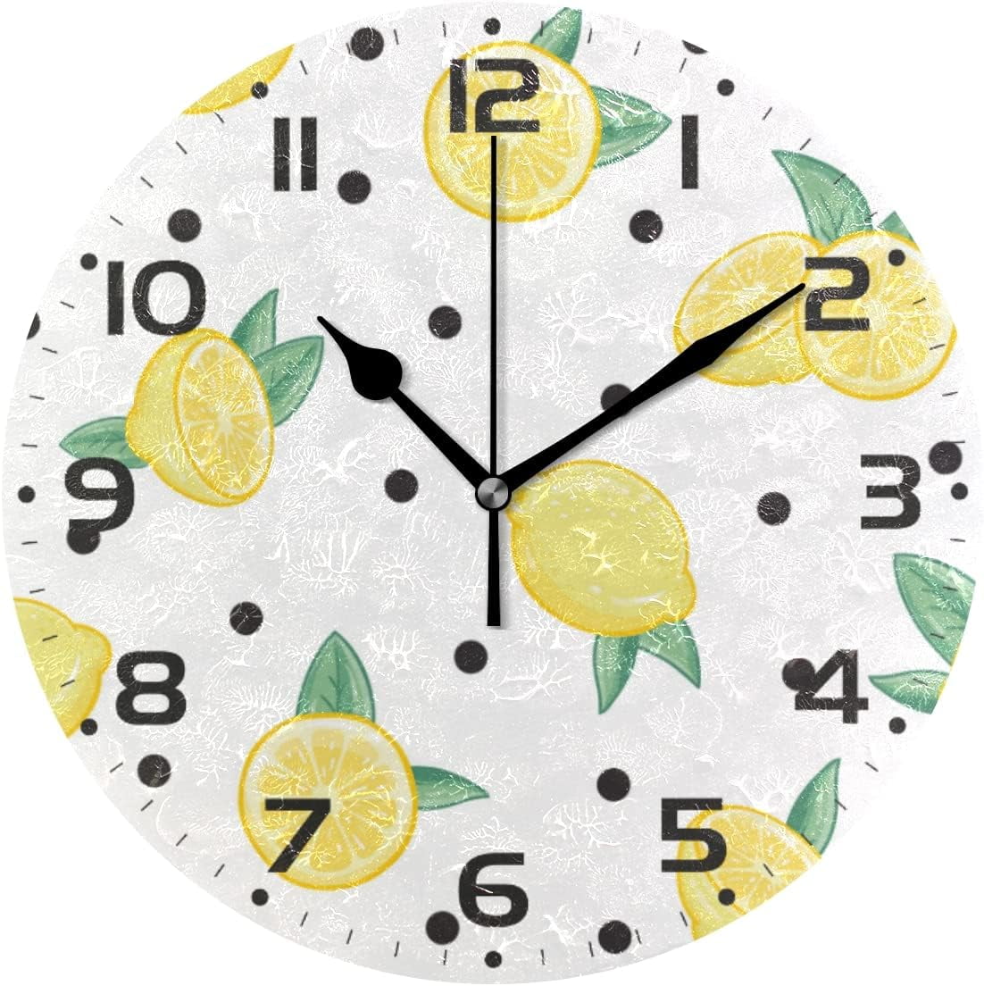 Dreamtimes Lemon Polka Dot Pattern Wall Clock, 10 Inch Silent Non ...