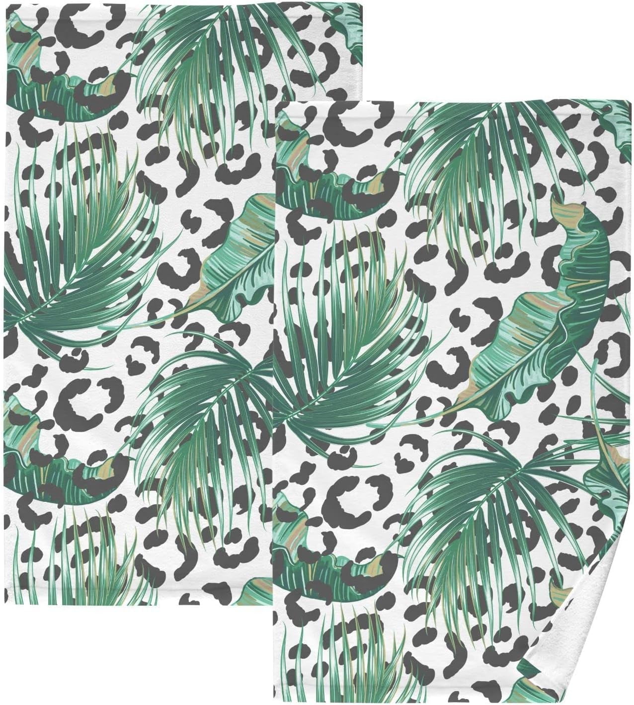 Dreamtimes Leopard Cheetah Print Palm Leaf Hand Towels for Bathroom 100 ...