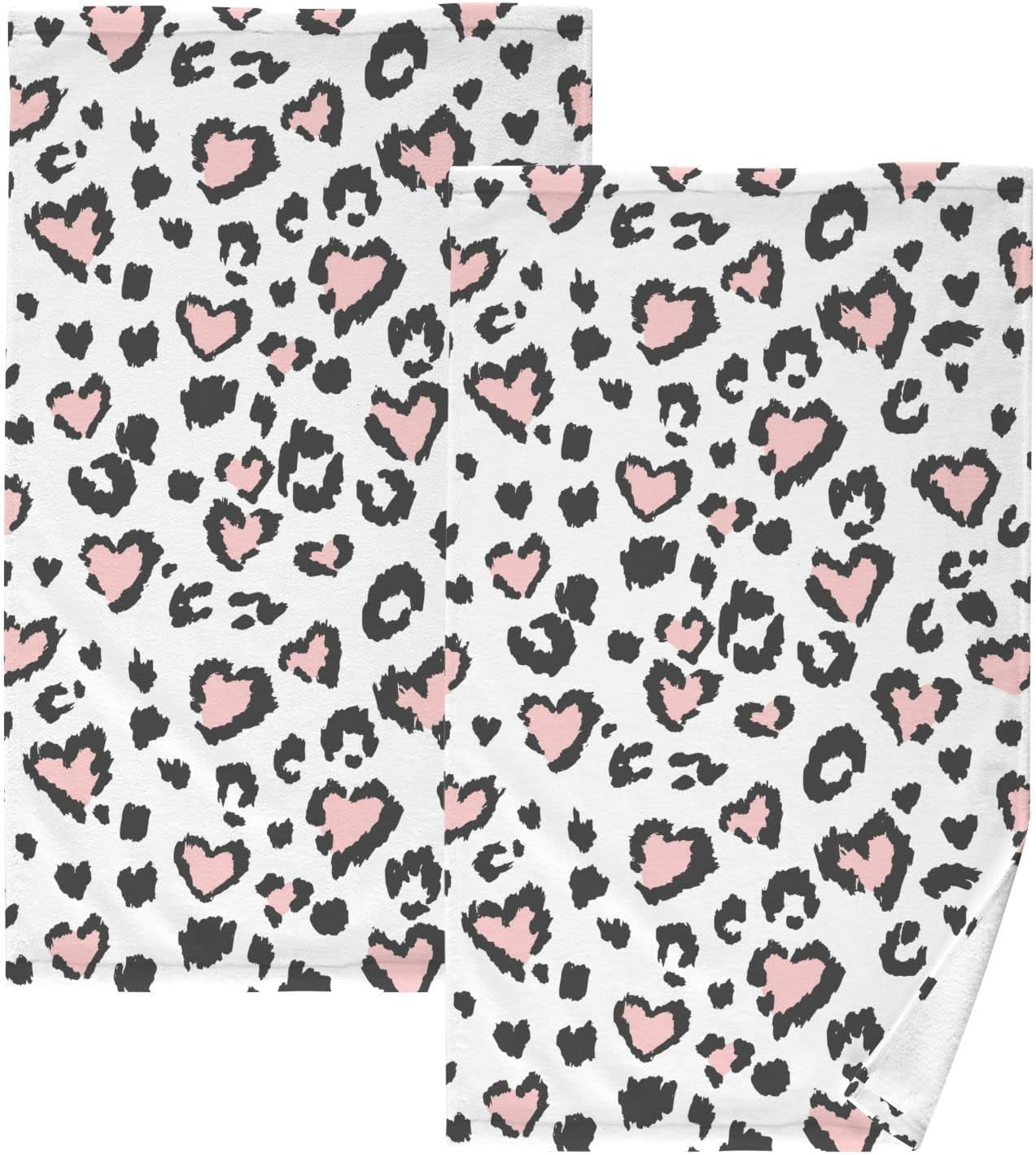 Dreamtimes Leopard Print Cheetah Jaguar Pink Heart Hand Towels for ...