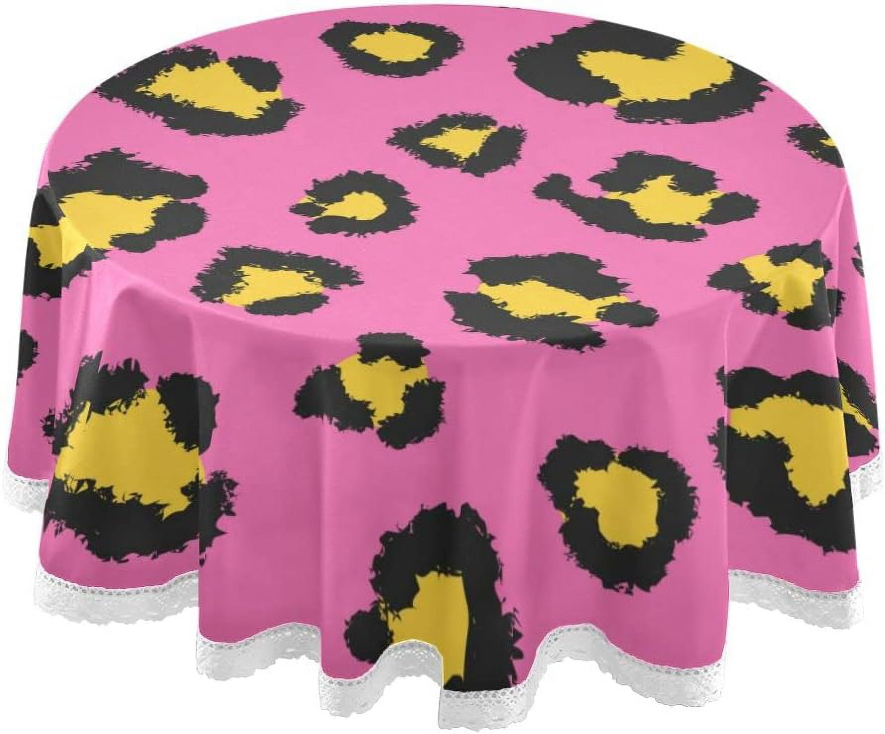 Dreamtimes Leopard Round Tablecloth 60", Waterproof Tablecloth Stain ...