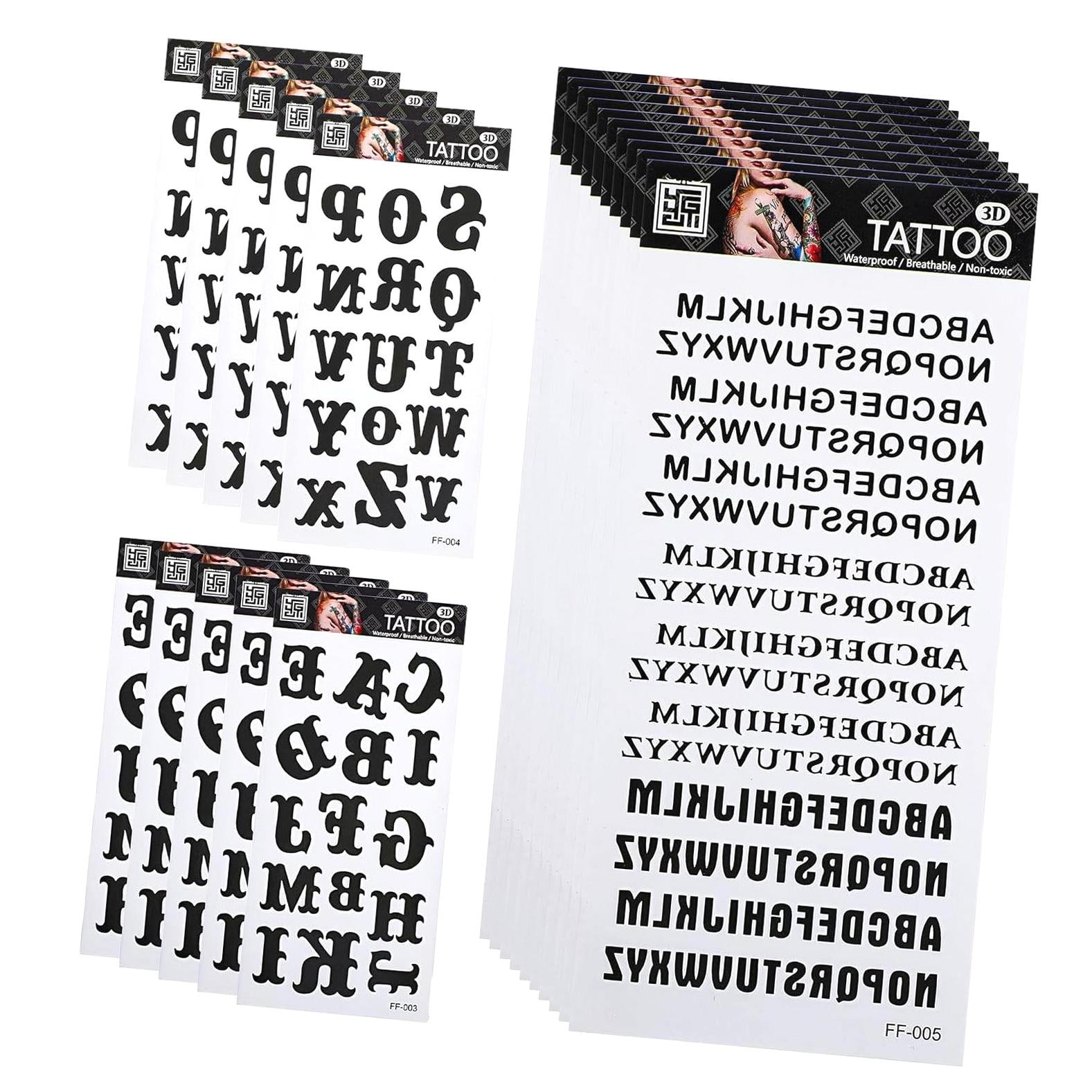 Dreamtimes Lifelike Alphabet Tattoos - 60 Sheets, 5 Different Alphabet ...