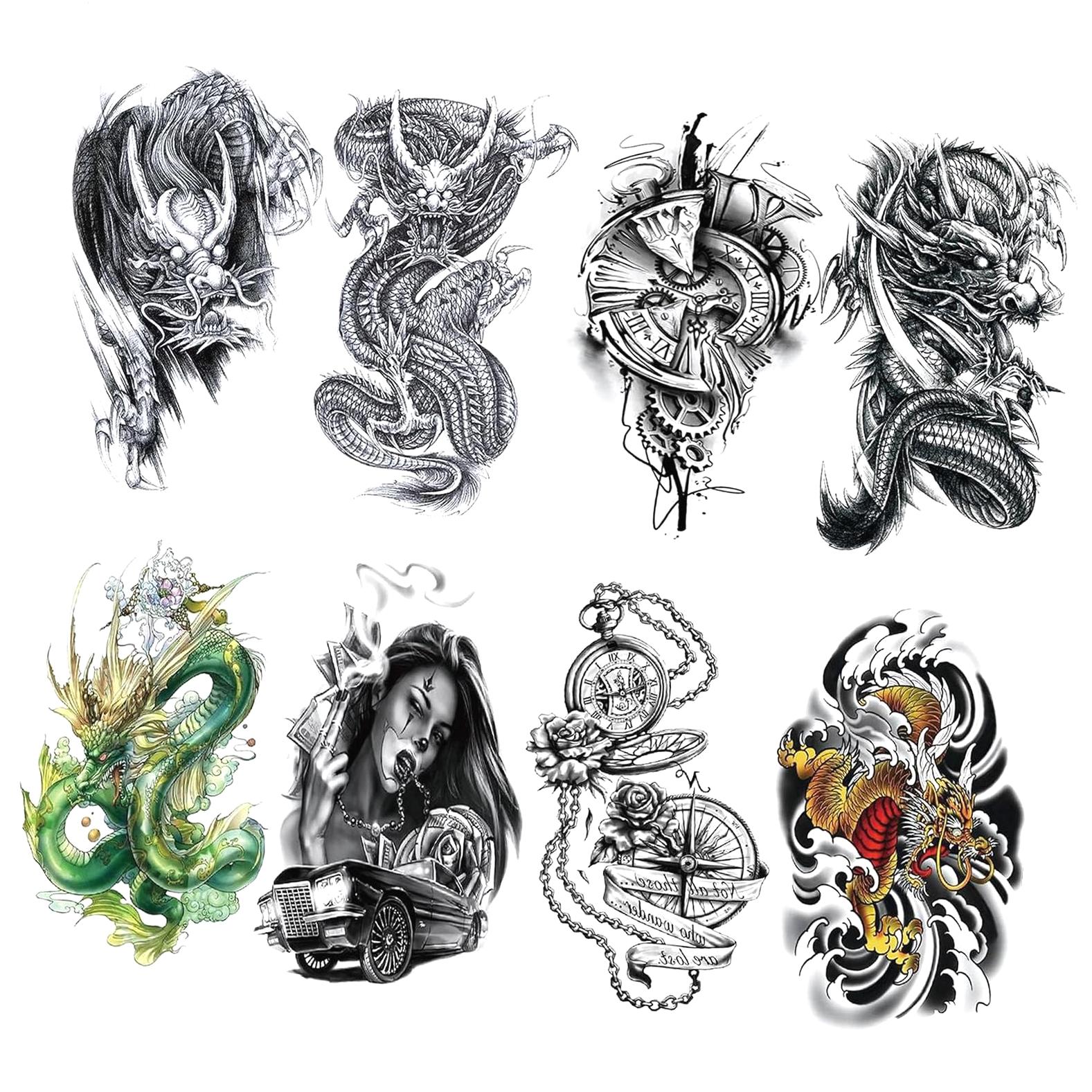 Dreamtimes Lifelike Dragon Temporary Tattoo for Adults, Extensive ...