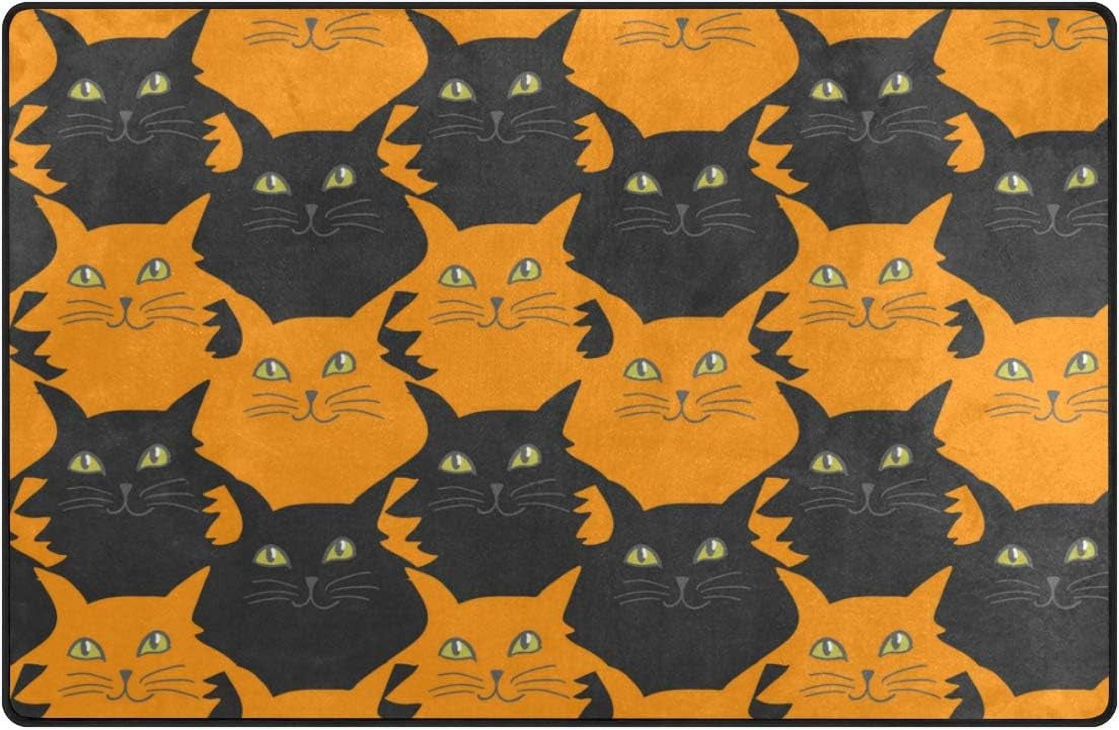 Dreamtimes Lightweight Soft Area Rugs 31x20 Inch, Black Orange Cats ...
