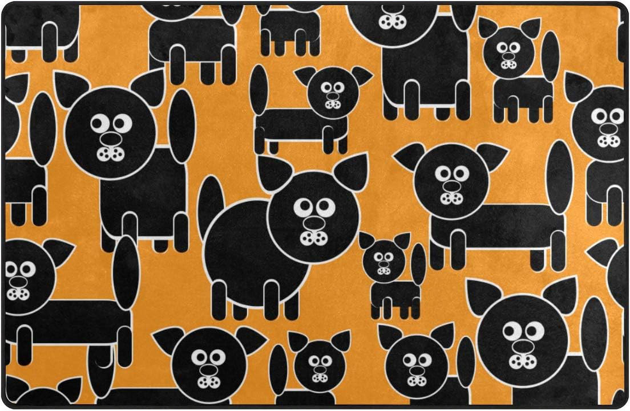 Dreamtimes Lightweight Soft Area Rugs 31x20 Inch, Black White Animals ...