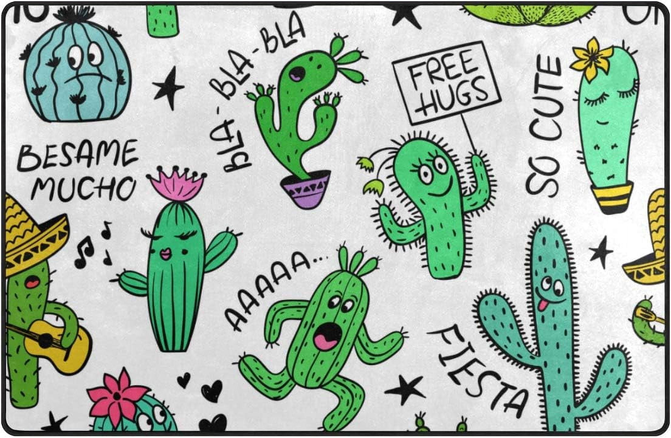 Dreamtimes Lightweight Soft Area Rugs 31x20 Inch, Colorful Cactus and ...