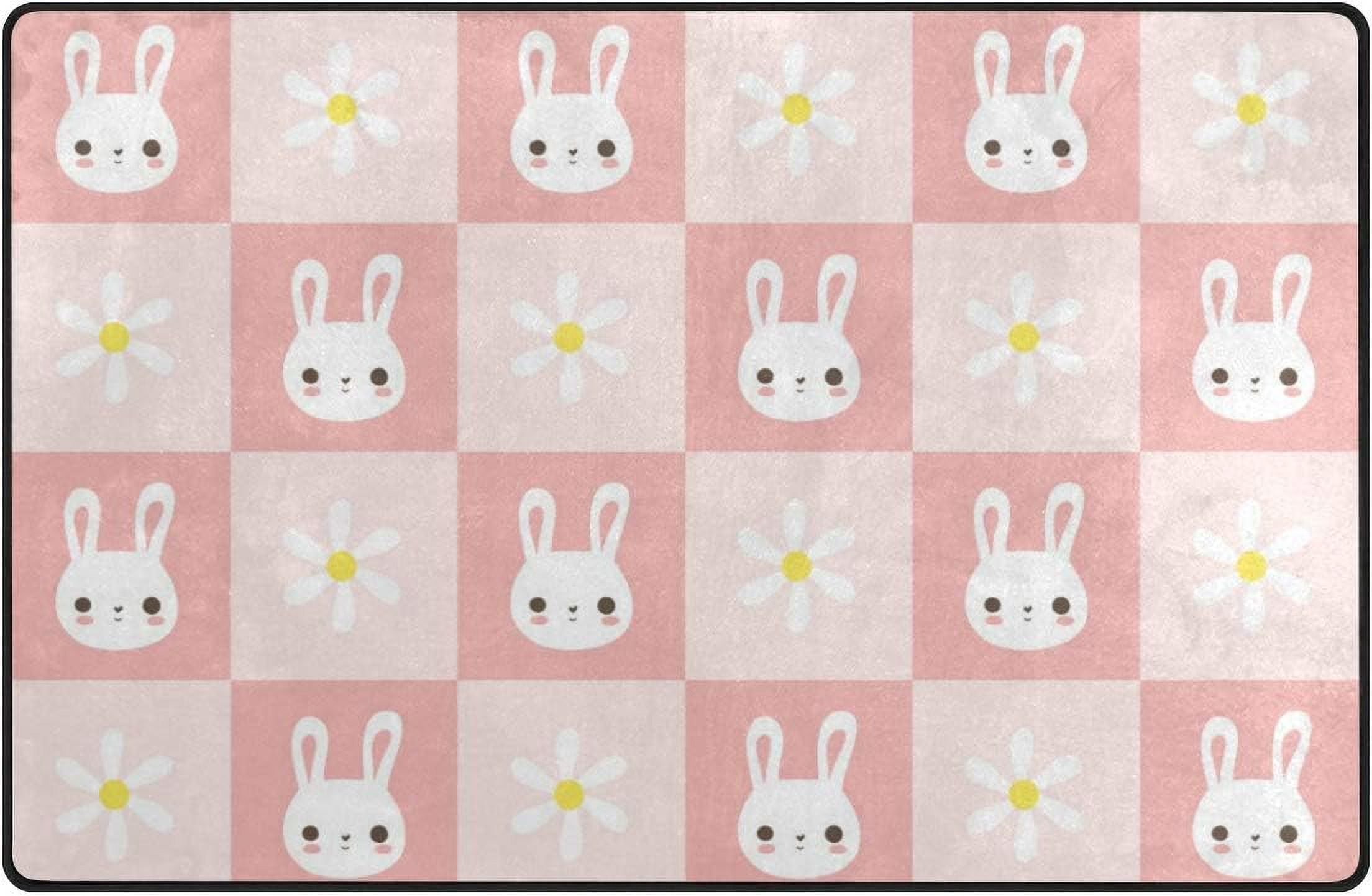 Dreamtimes Lightweight Soft Area Rugs 31x20 Inch, Cute Bunny with White ...