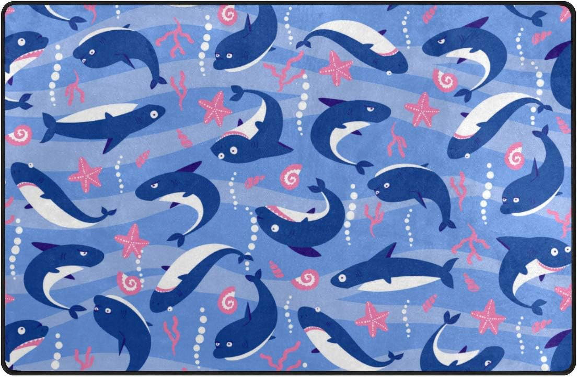Dreamtimes Lightweight Soft Area Rugs 31x20 Inch, Cute Sharks Swimming ...