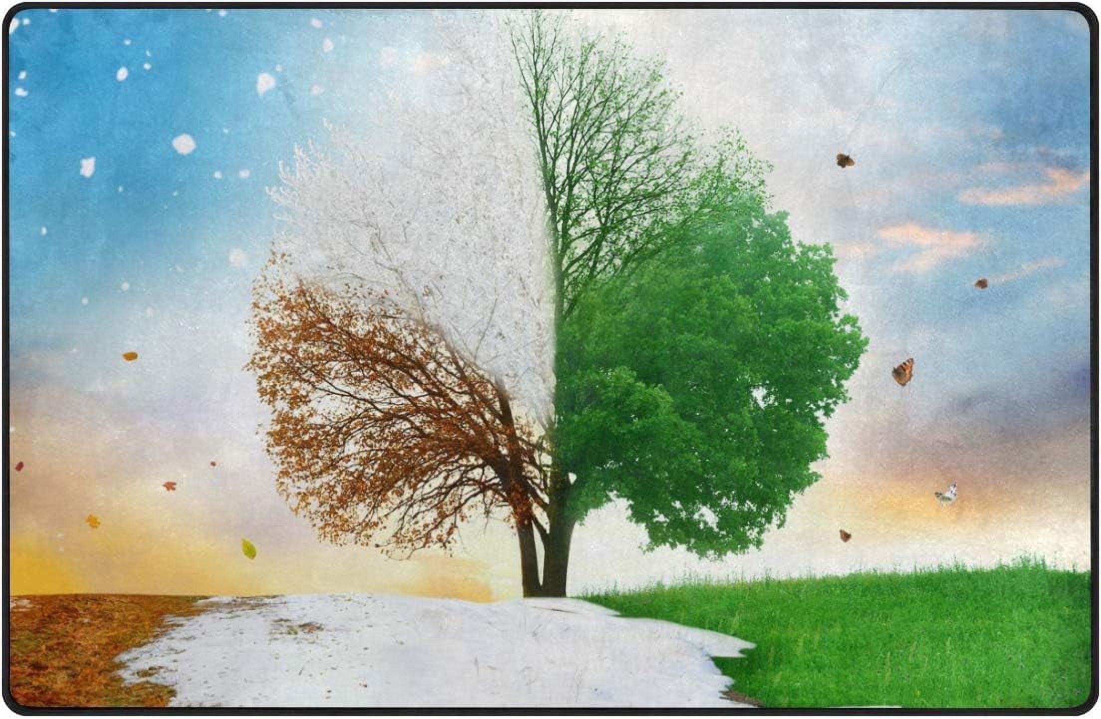 Dreamtimes Lightweight Soft Area Rugs 31x20 Inch, Four Season Tree ...