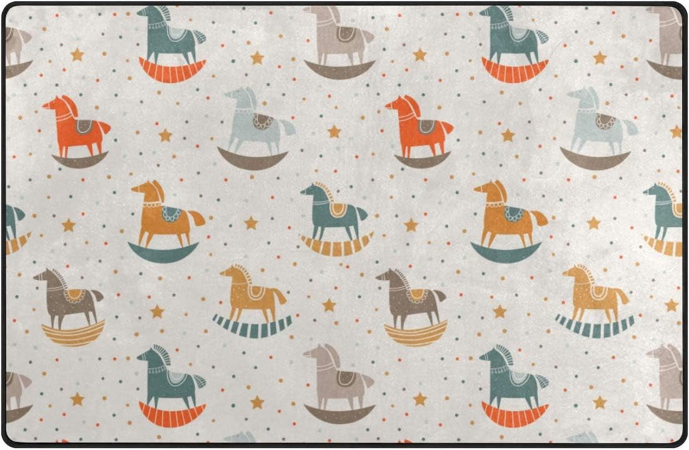 Dreamtimes Lightweight Soft Area Rugs 31x20 Inch, Funny Wood Horse and ...