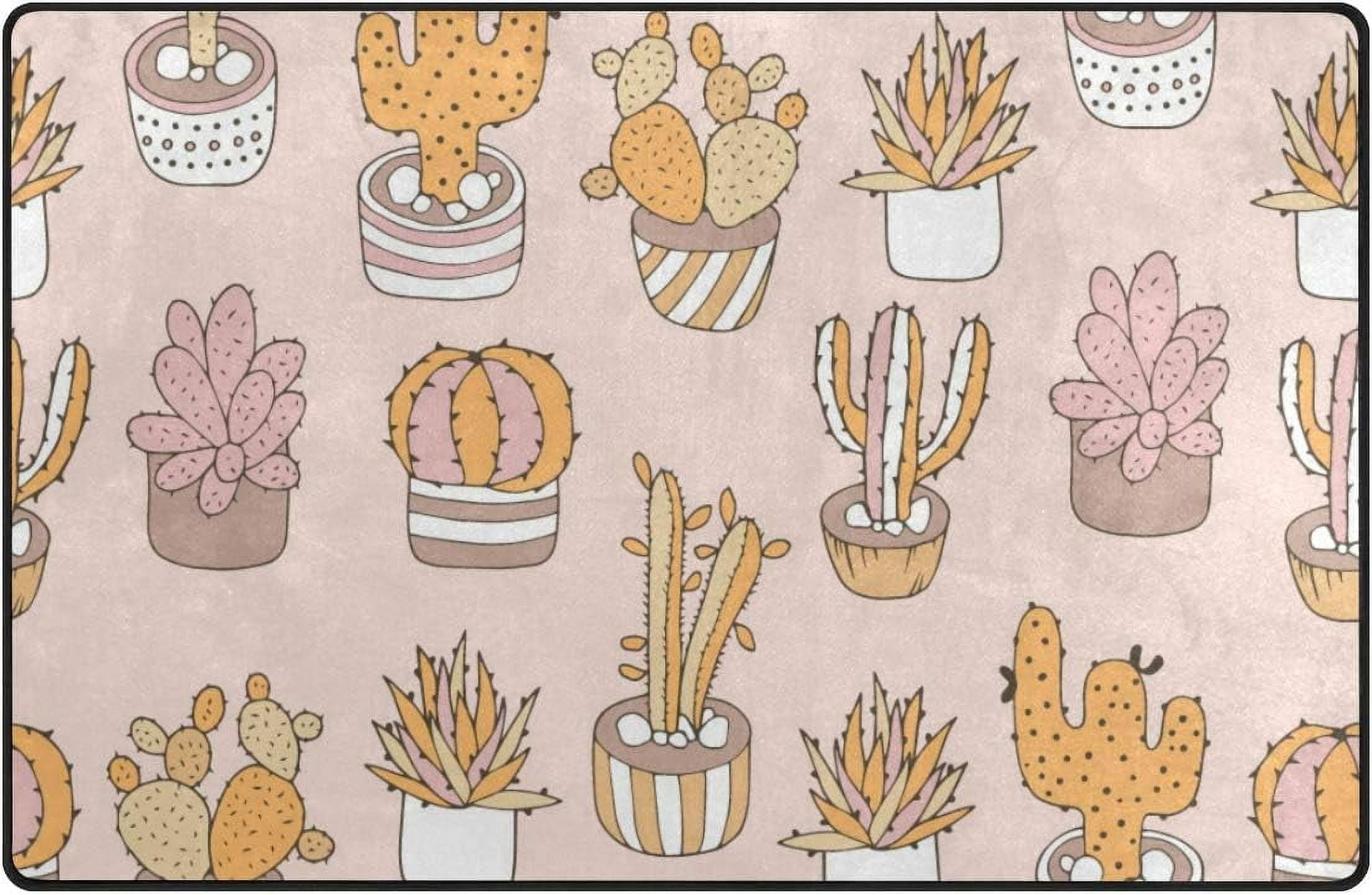 Dreamtimes Lightweight Soft Area Rugs 60 x 39 inch (5'x 3'3"), Cactus ...