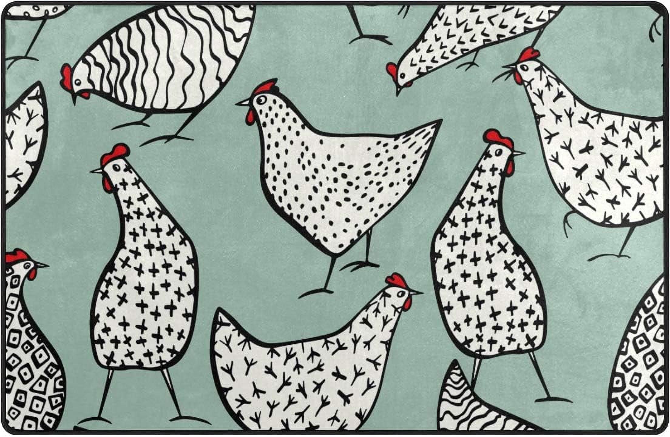 Dreamtimes Lightweight Soft Area Rugs 60 x 39 inch (5'x 3'3"), Chickens ...