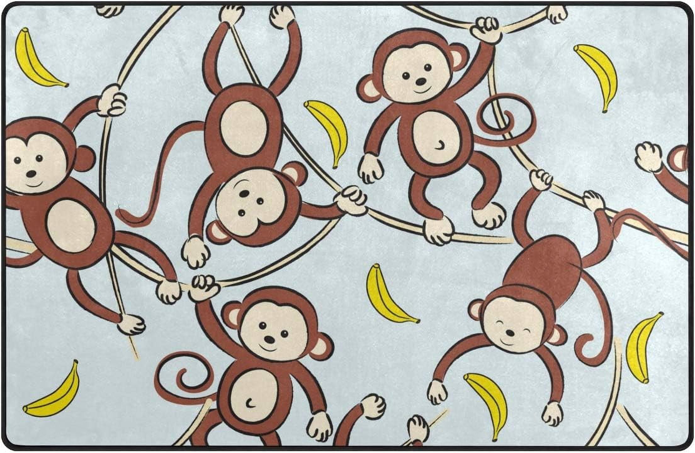 Dreamtimes Lightweight Soft Area Rugs 60 x 39 inch (5'x 3'3"), Monkey ...