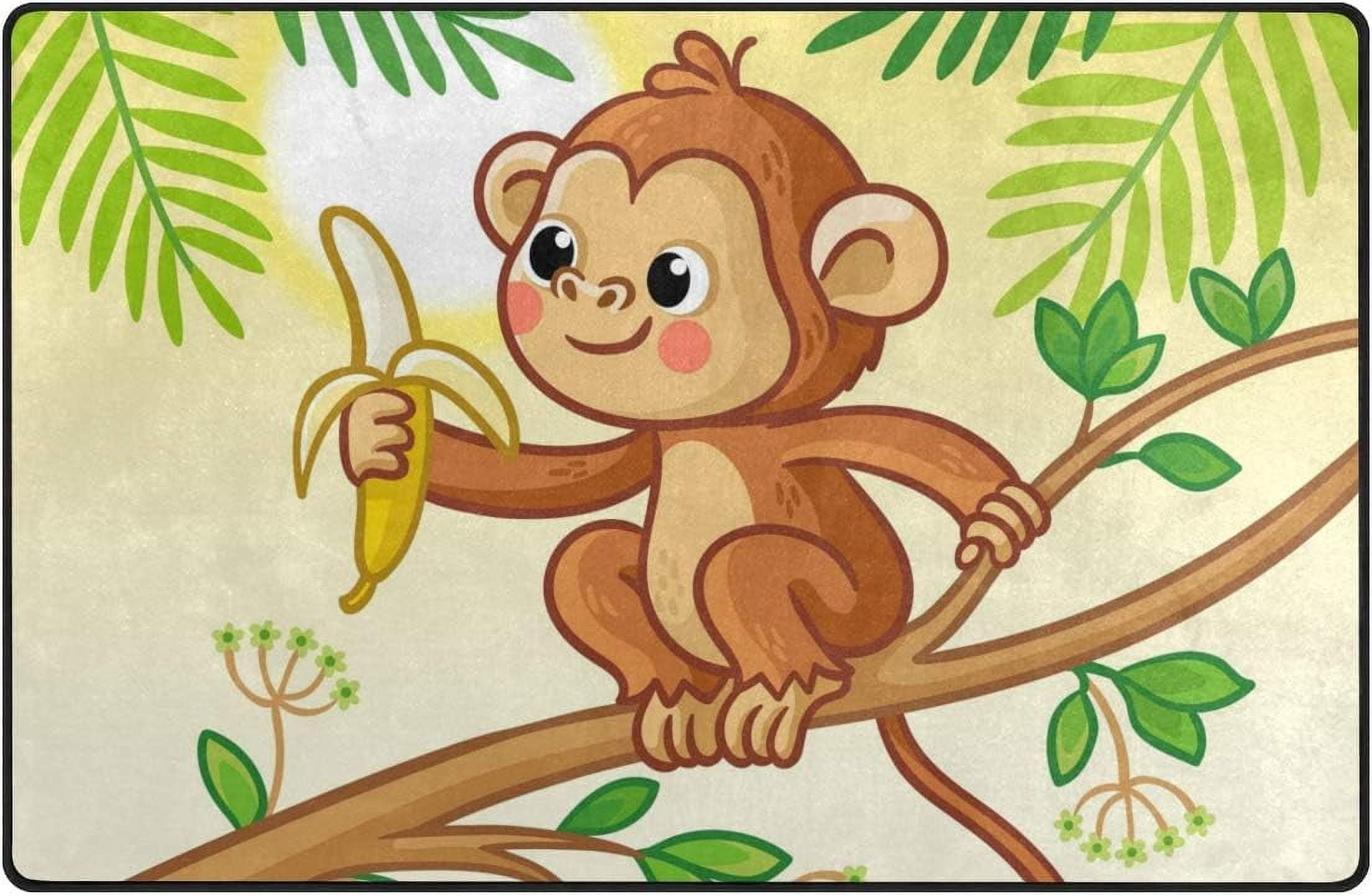 Dreamtimes Lightweight Soft Area Rugs 60 x 39 inch (5'x 3'3"), Monkey ...