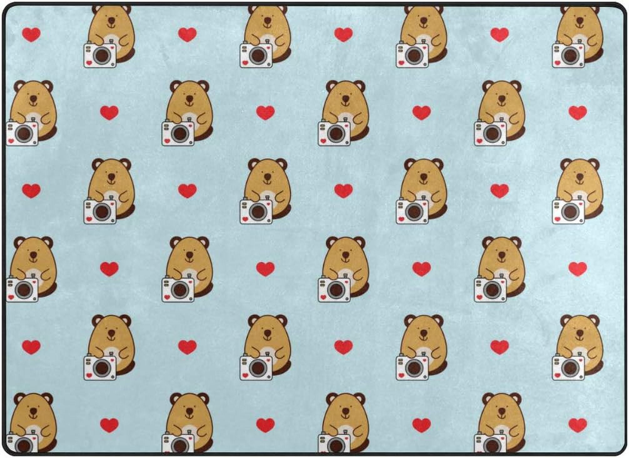 Dreamtimes Lightweight Soft Area Rugs 63 x 48 in, Bear with Camera and ...