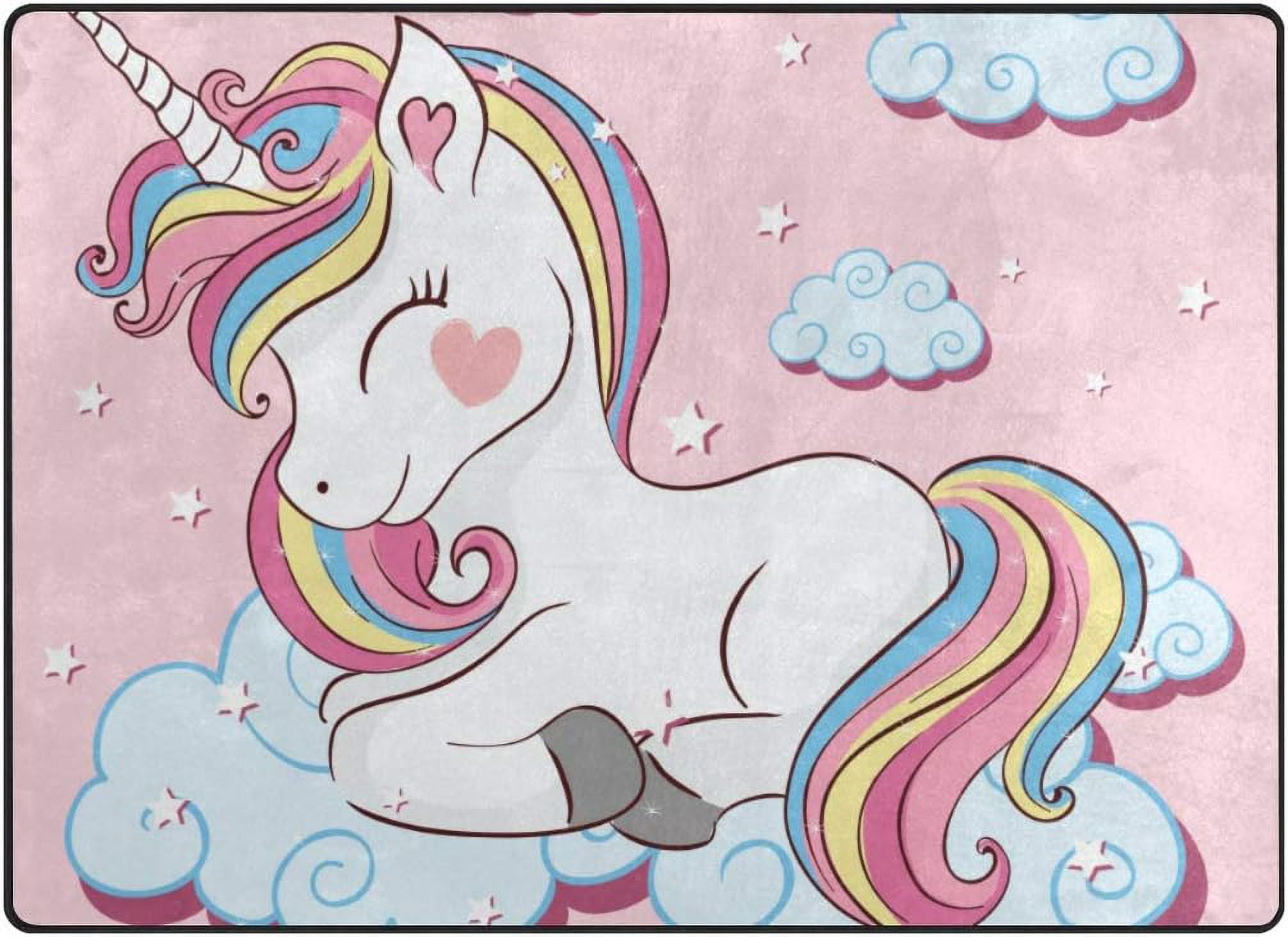 Dreamtimes Lightweight Soft Area Rugs 63 x 48 in, Beautiful Unicorn On ...