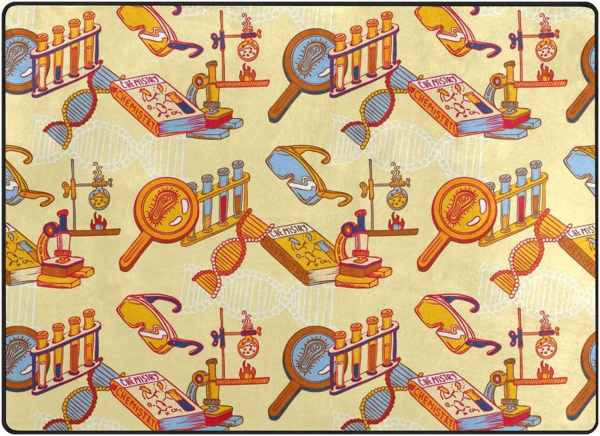 Dreamtimes Lightweight Soft Area Rugs 63 x 48 in, Chemistry Lab Pattern ...
