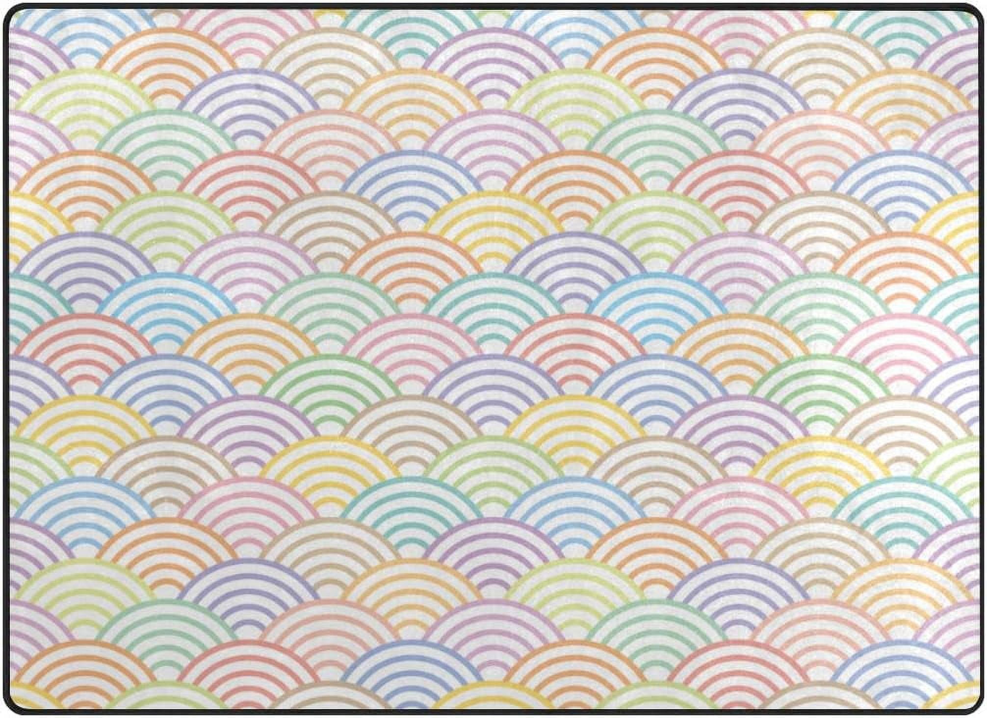 Dreamtimes Lightweight Soft Area Rugs 63 x 48 in, Colorful Waves Floor ...