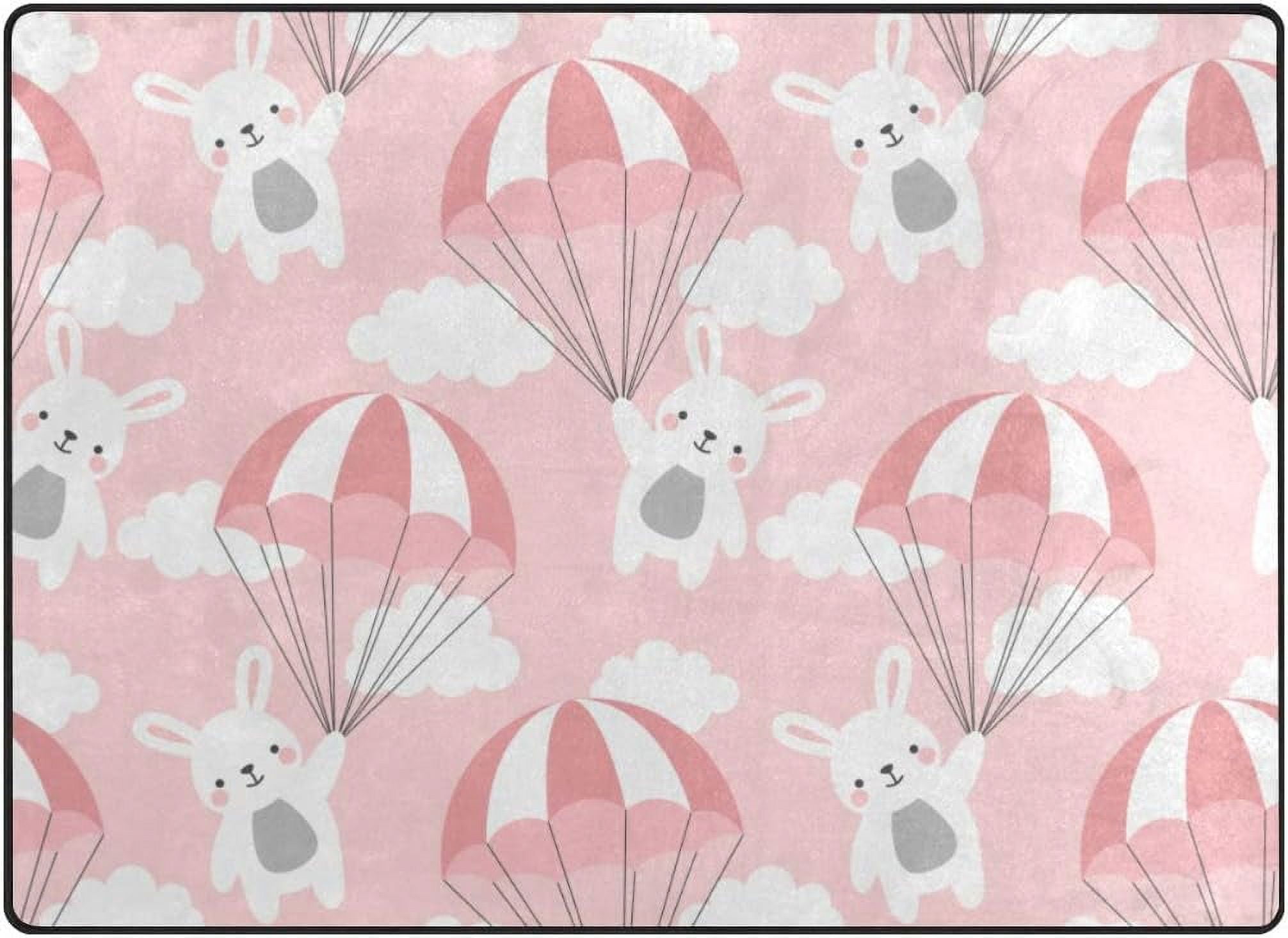Dreamtimes Lightweight Soft Area Rugs 63 x 48 in, Cute Bunny Flying The ...