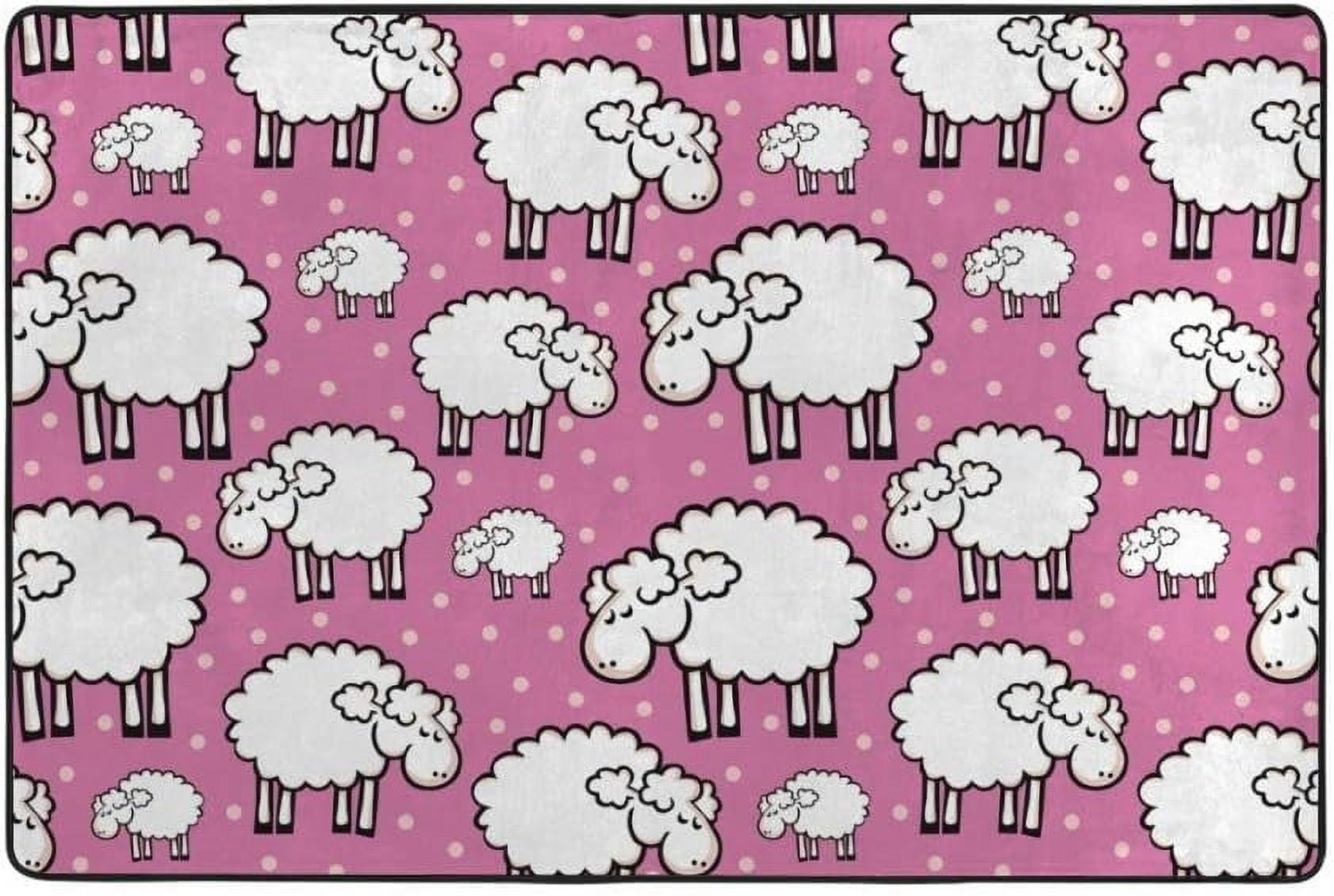Dreamtimes Lightweight Soft Area Rugs 63 x 48 in, Cute Sheep and Baby ...