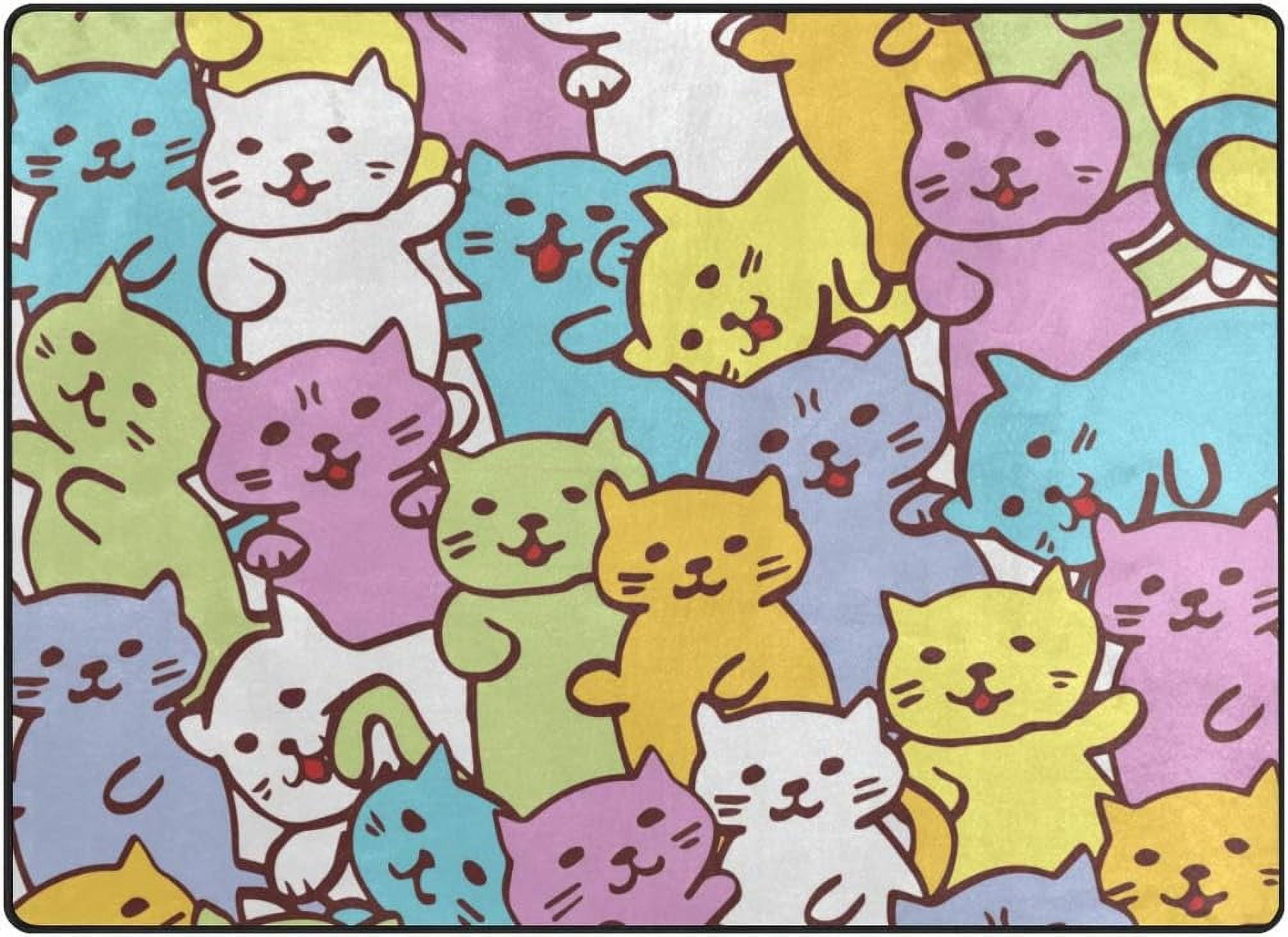 Dreamtimes Lightweight Soft Area Rugs 63 x 48 in, Funny Cat Pattern ...