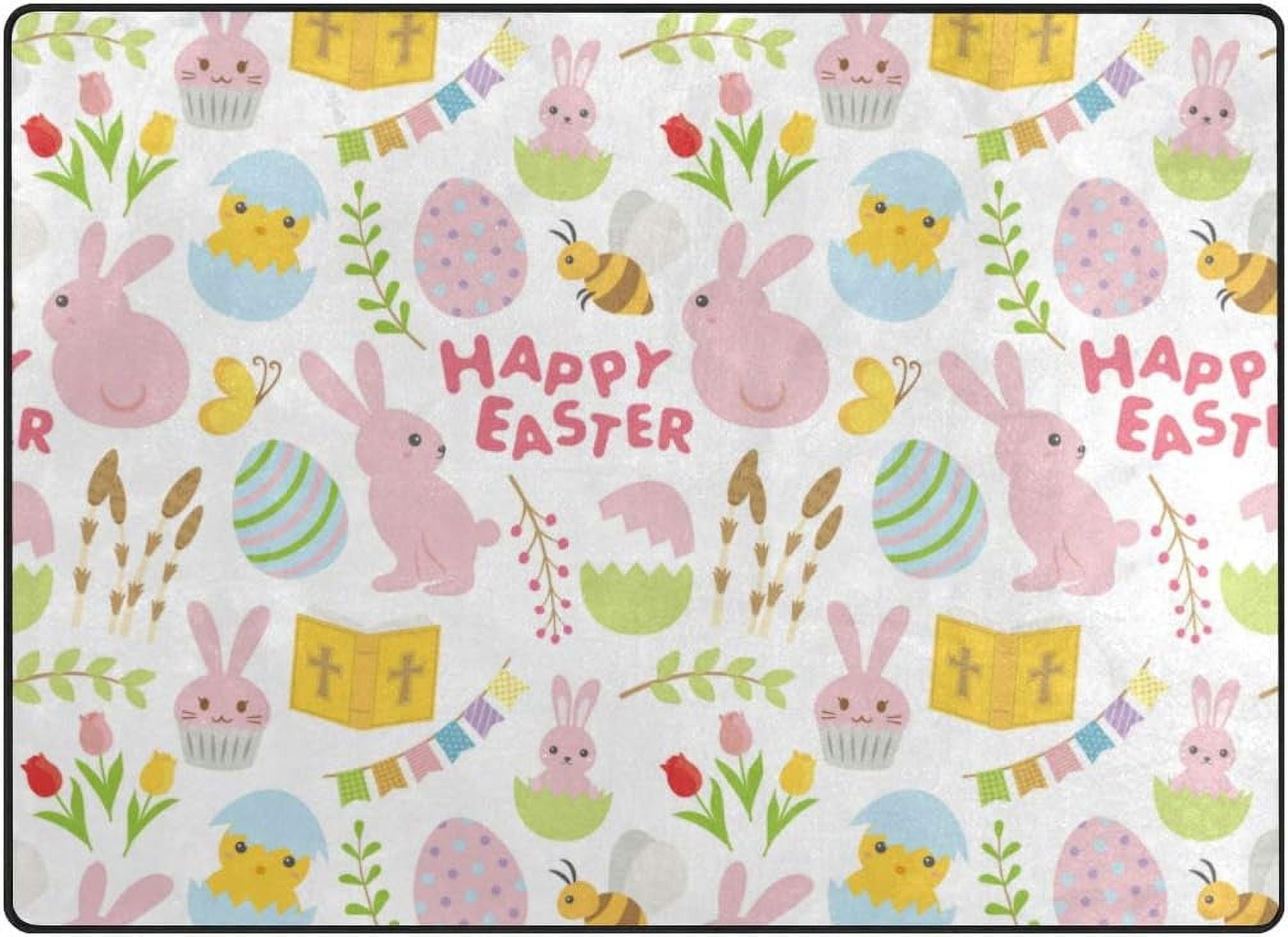 Dreamtimes Lightweight Soft Area Rugs 63 x 48 in, Happy Easter Theme ...