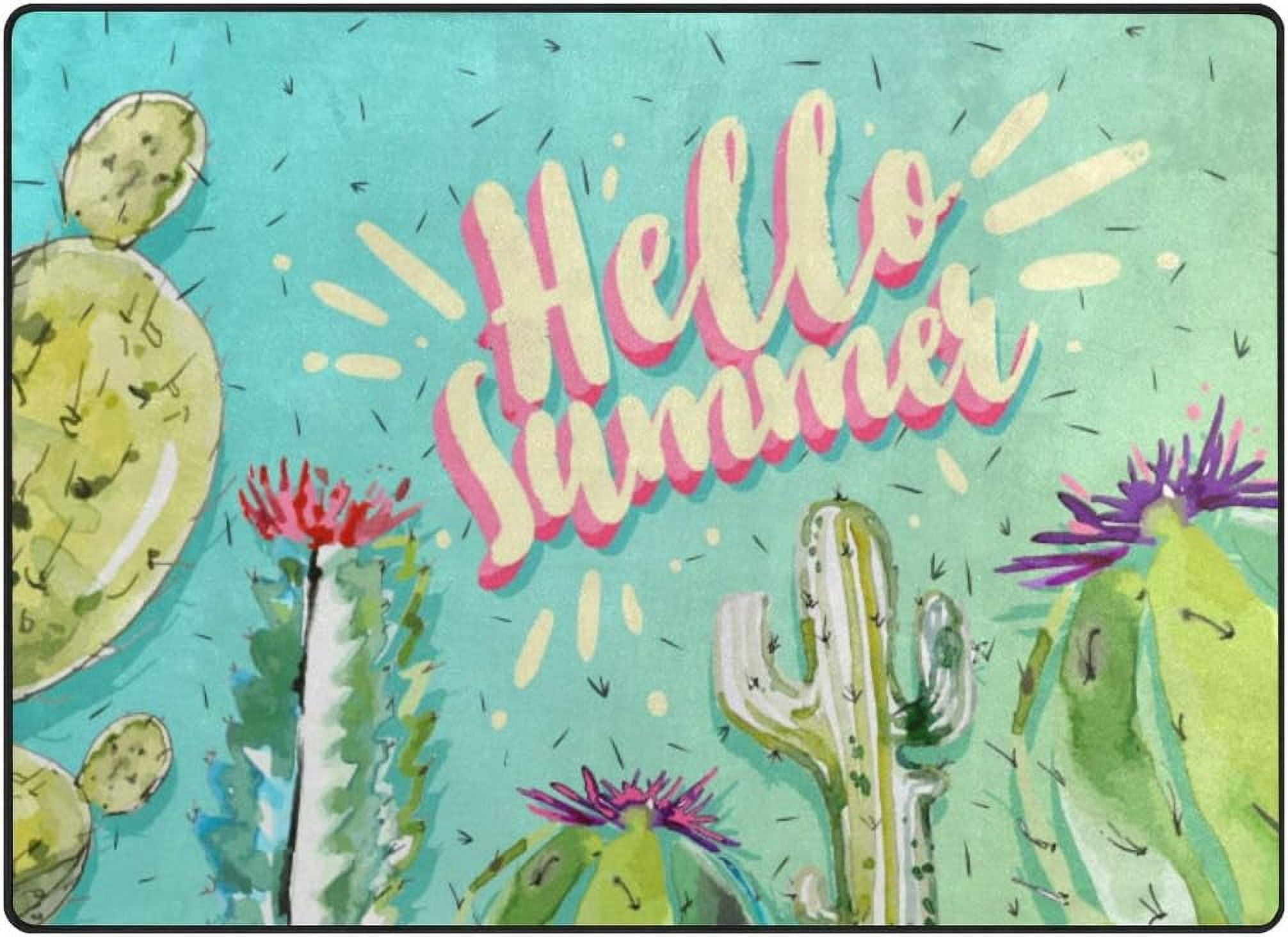 Dreamtimes Lightweight Soft Area Rugs 63 x 48 in, Hello Summer Cactuses ...