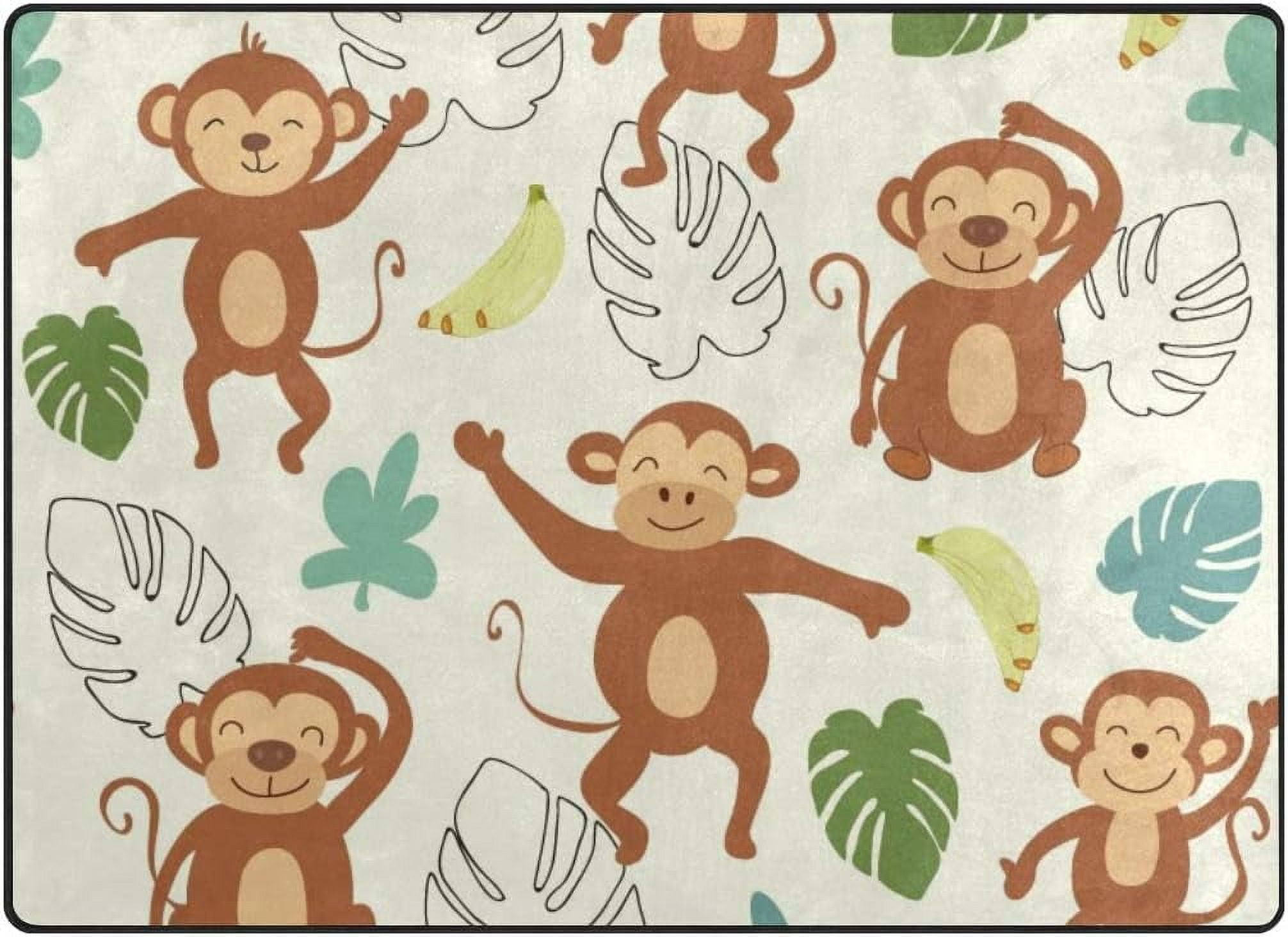 Dreamtimes Lightweight Soft Area Rugs 63 x 48 in, Monkeys and Jungle ...
