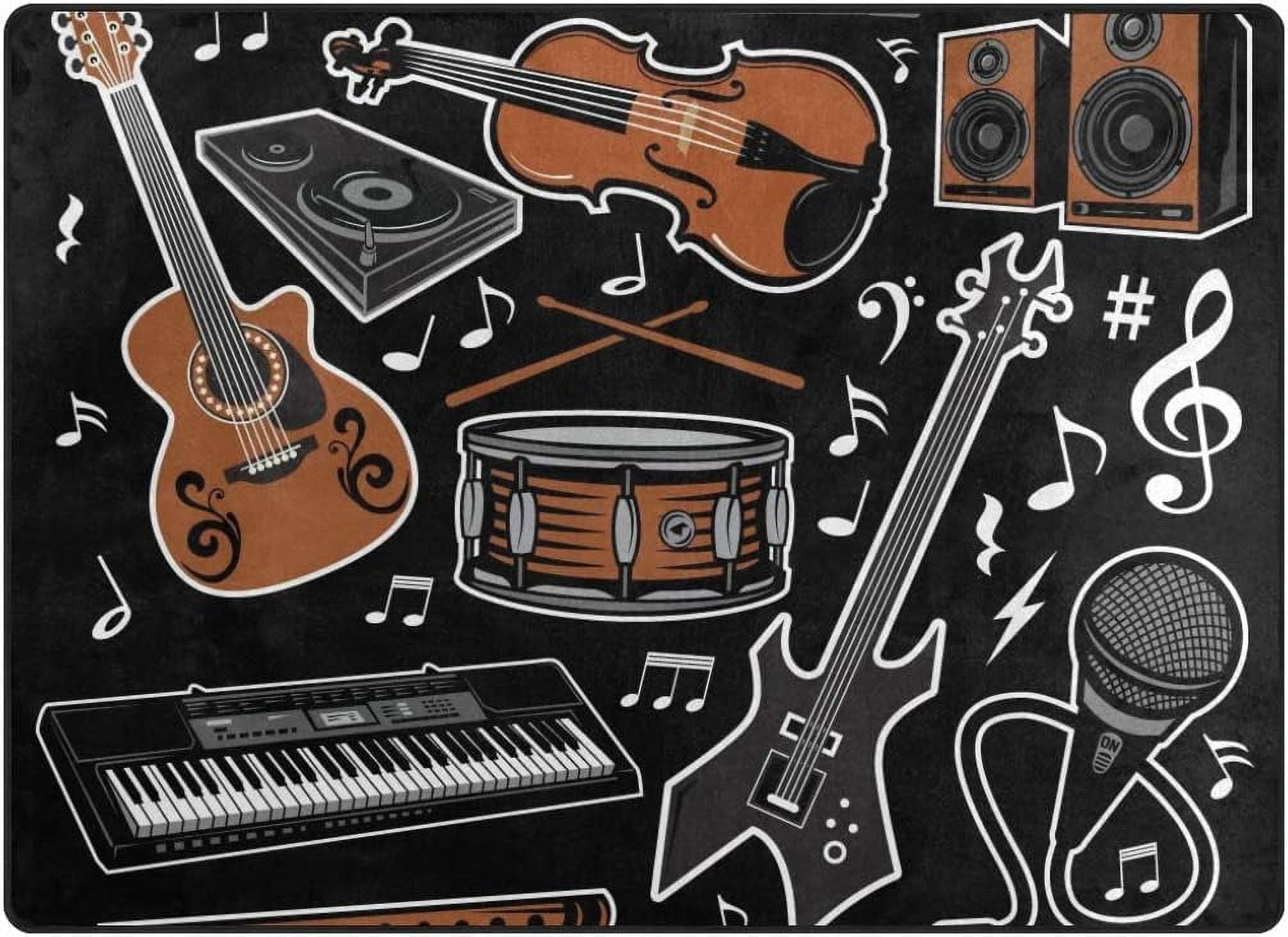 Dreamtimes Lightweight Soft Area Rugs 63 x 48 in, Musical Instrument ...