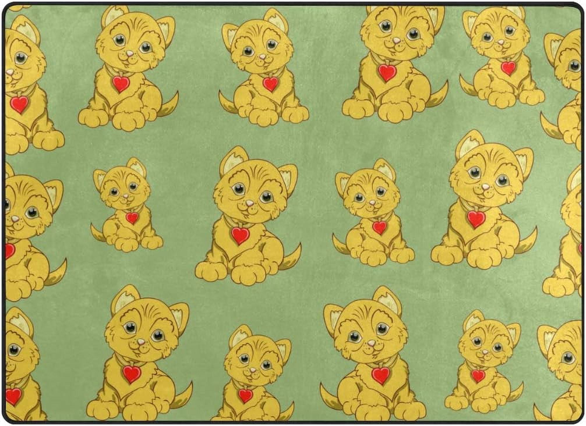 Dreamtimes Lightweight Soft Area Rugs 63 x 48 in, Orange Cats On The ...