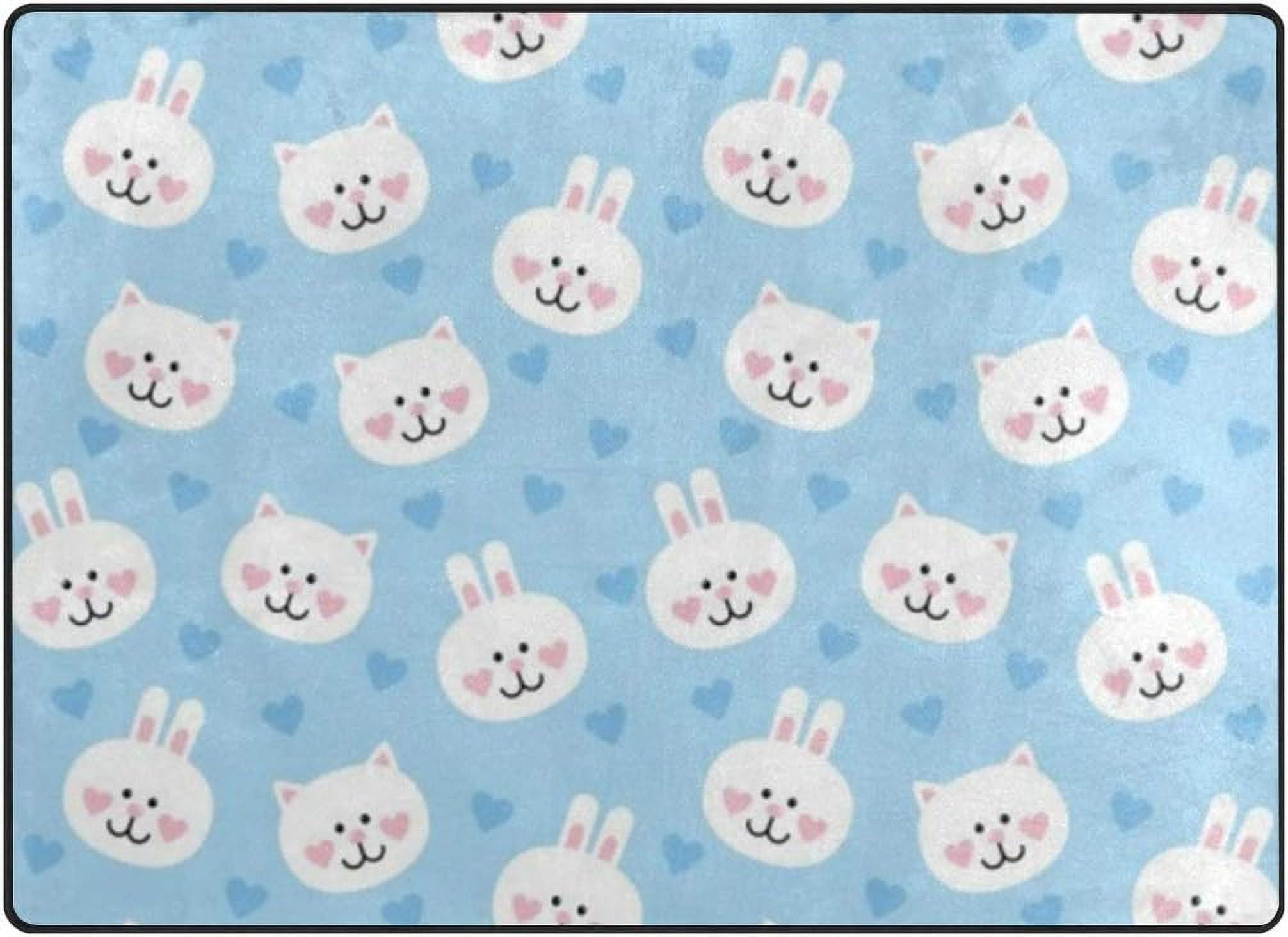 Dreamtimes Lightweight Soft Area Rugs 63 x 48 in, Rabbits and Kittens ...