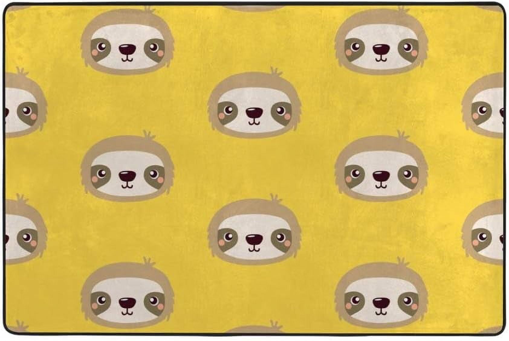 Dreamtimes Lightweight Soft Area Rugs 63 x 48 in, Sloth Head On Yellow ...
