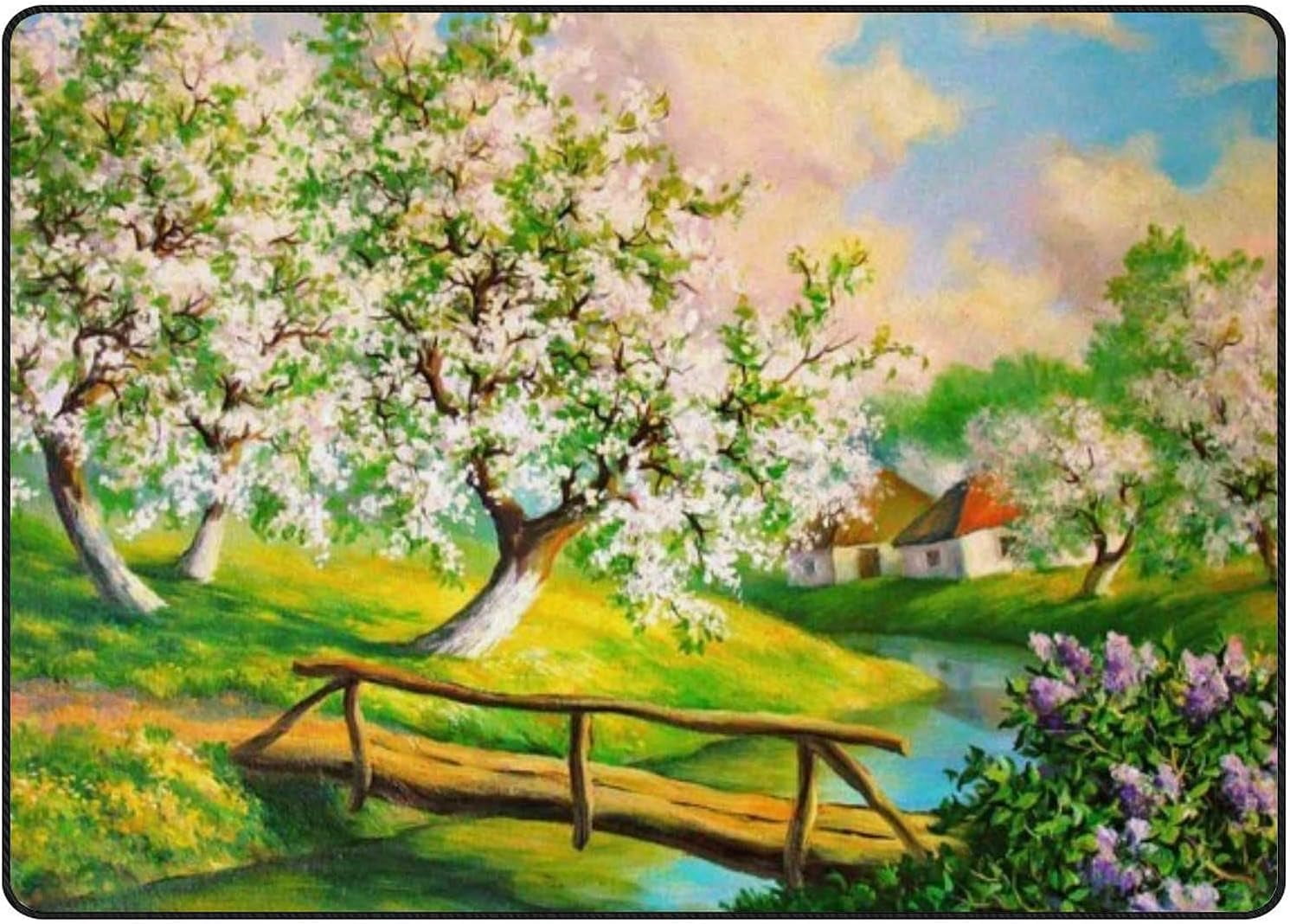 Dreamtimes Lightweight Soft Area Rugs 63 x 48 in, Spring Landscape with ...