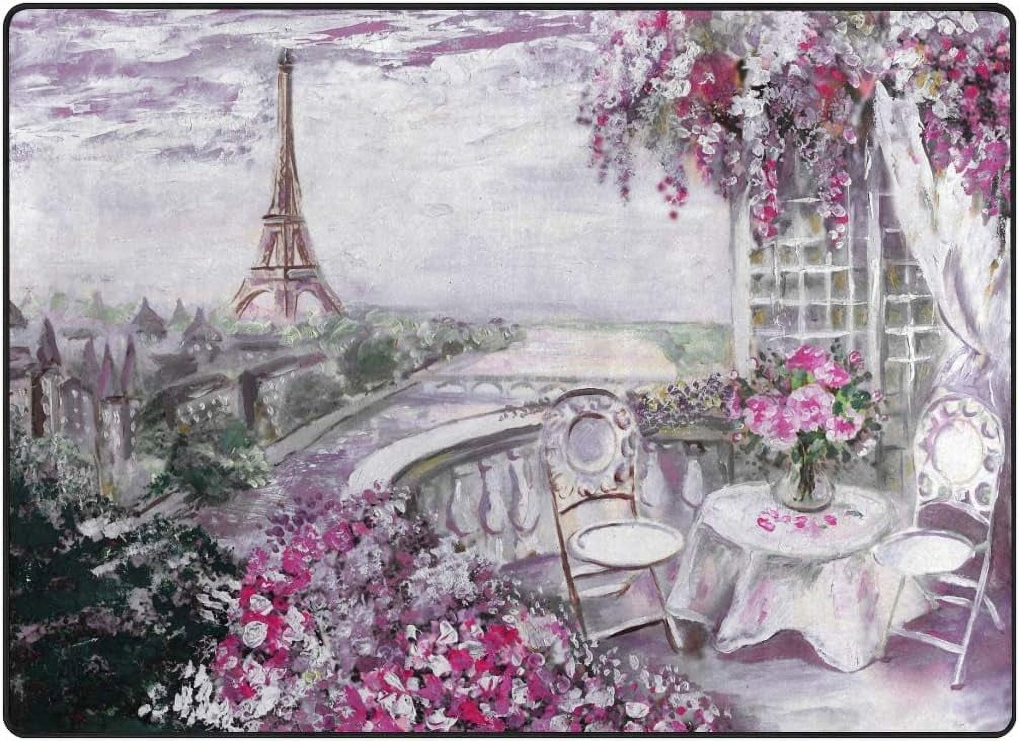 Dreamtimes Lightweight Soft Area Rugs 63 x 48 in, Summer Cafe in Paris ...