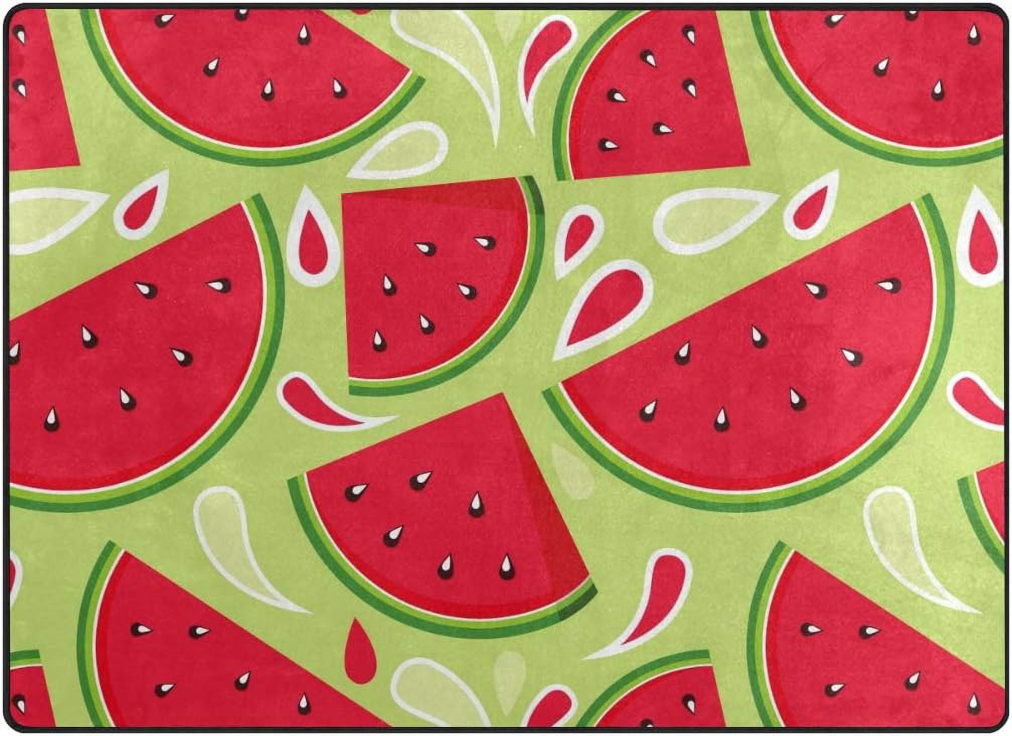 Dreamtimes Lightweight Soft Area Rugs 63 x 48 in, Watermelon and Drops ...