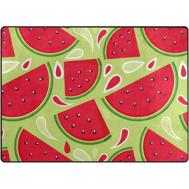 Dreamtimes Lightweight Soft Area Rugs 63 x 48 in, Watermelon and Drops ...