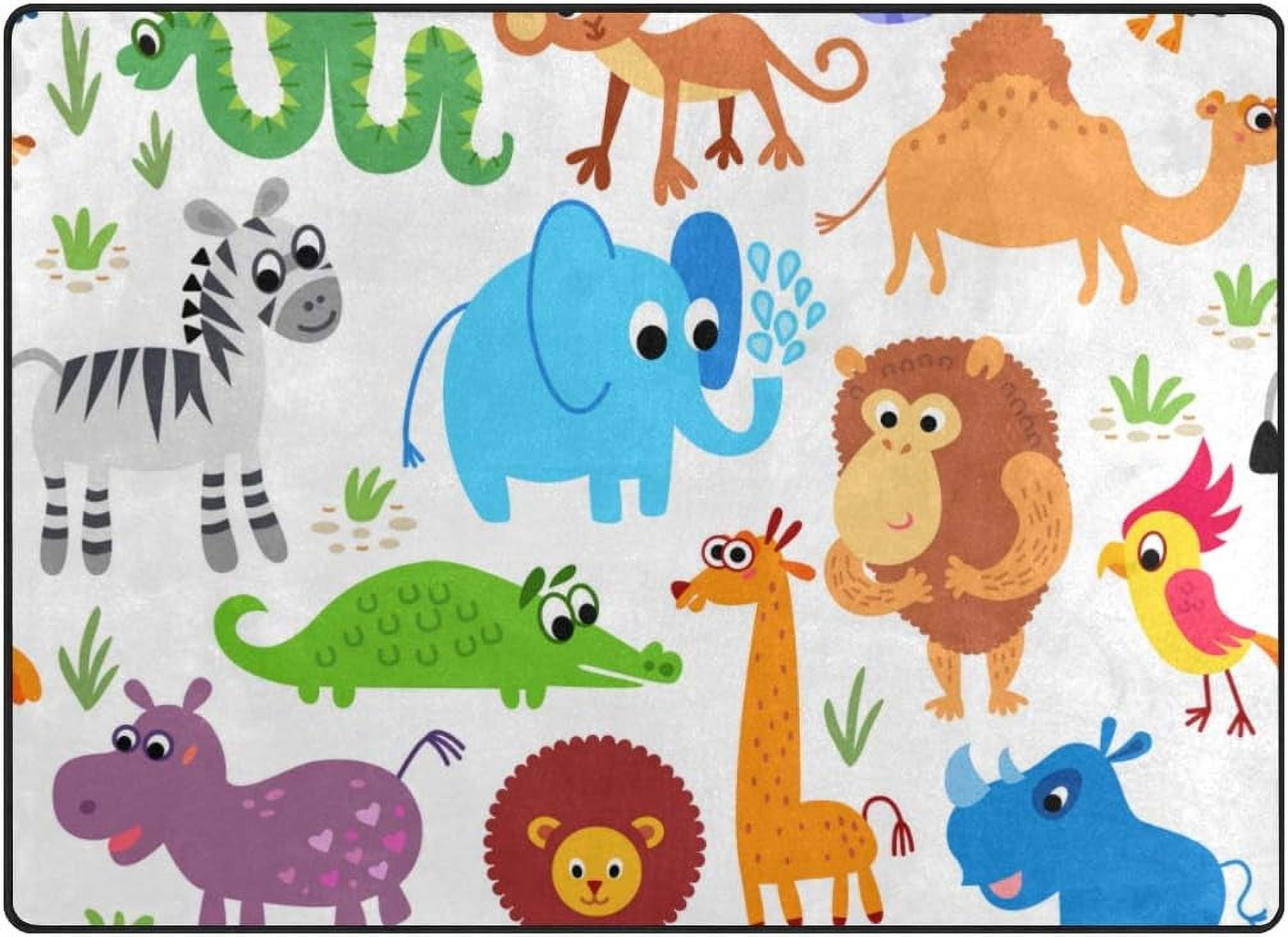 Dreamtimes Lightweight Soft Area Rugs 63 x 48 in, Wild Africa Animals ...